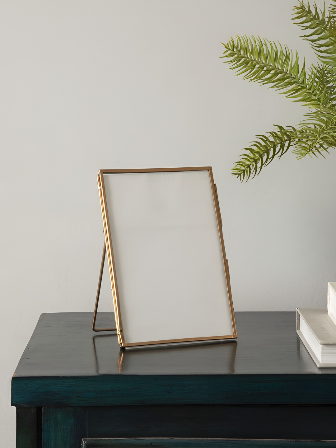 Buy NILAAY Metron Rose Gold Toned & Transparent Glass Table Photo ...