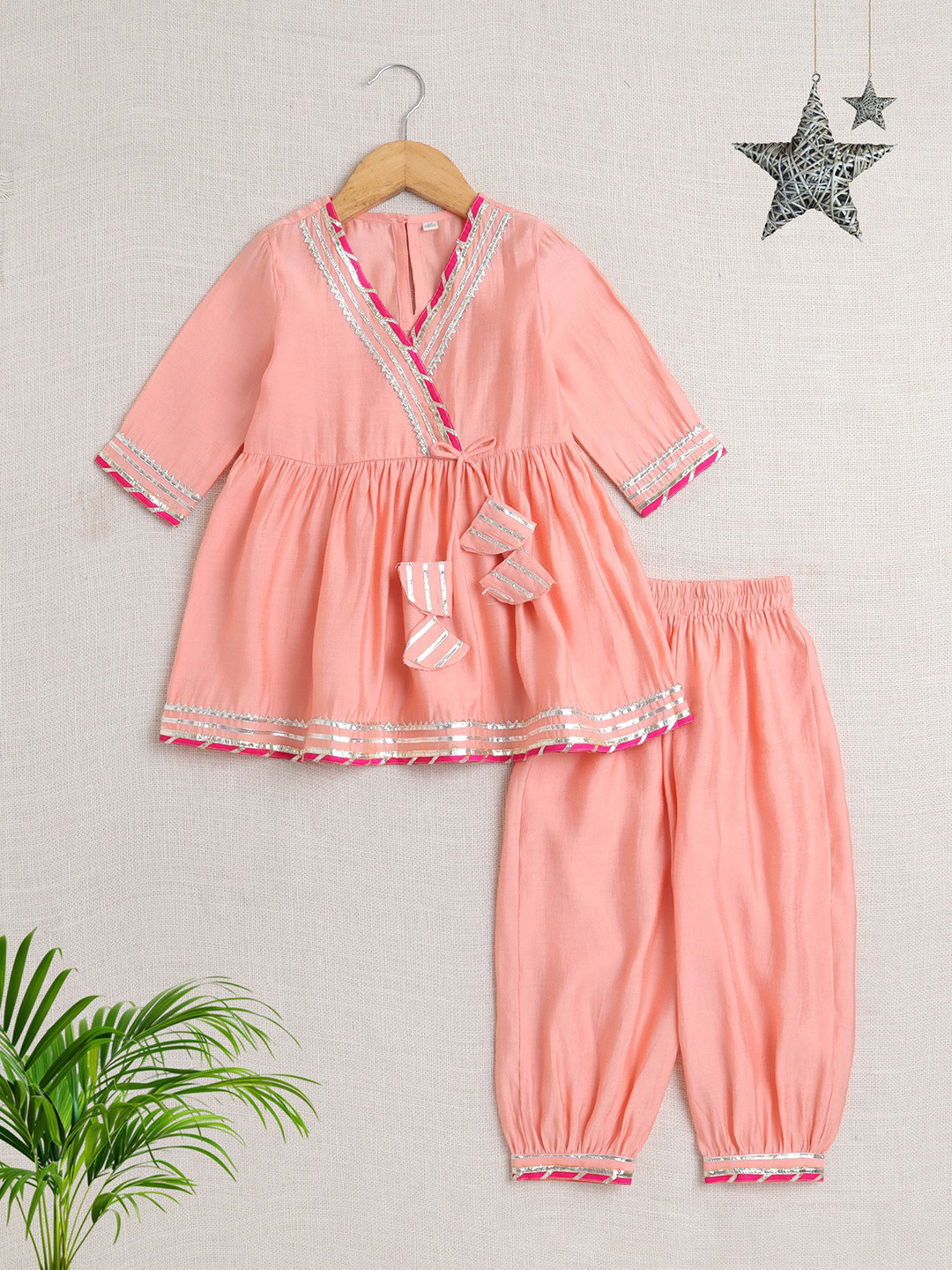 Buy The Magic Wand Girls Printed Regular Gotta Patti Kurta With Pyjamas ...