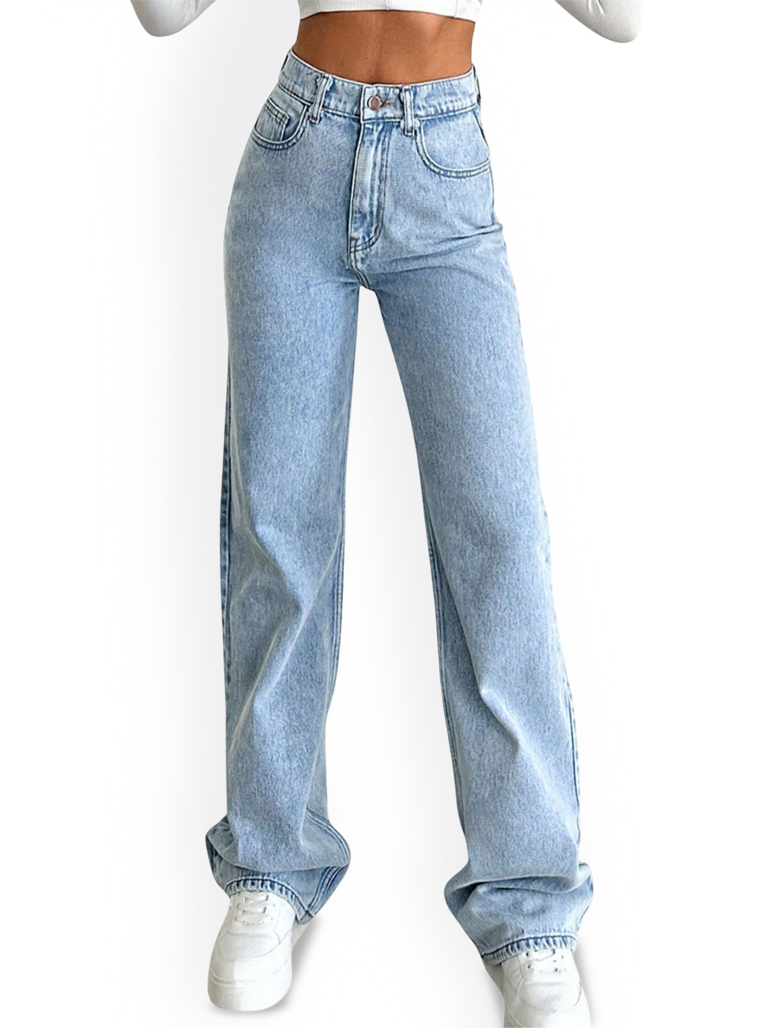 Buy Glossia Women Comfort Straight Fit High Rise Light Fade Acid Wash ...