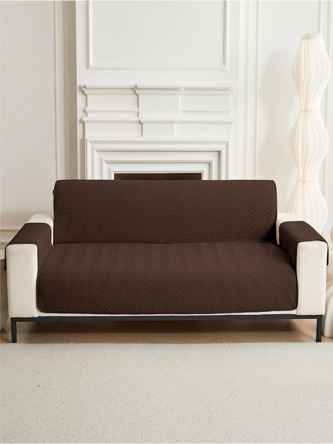 Buy HOUSE OF QUIRK Brown Printed Single Seater Quilted Water Resistant ...