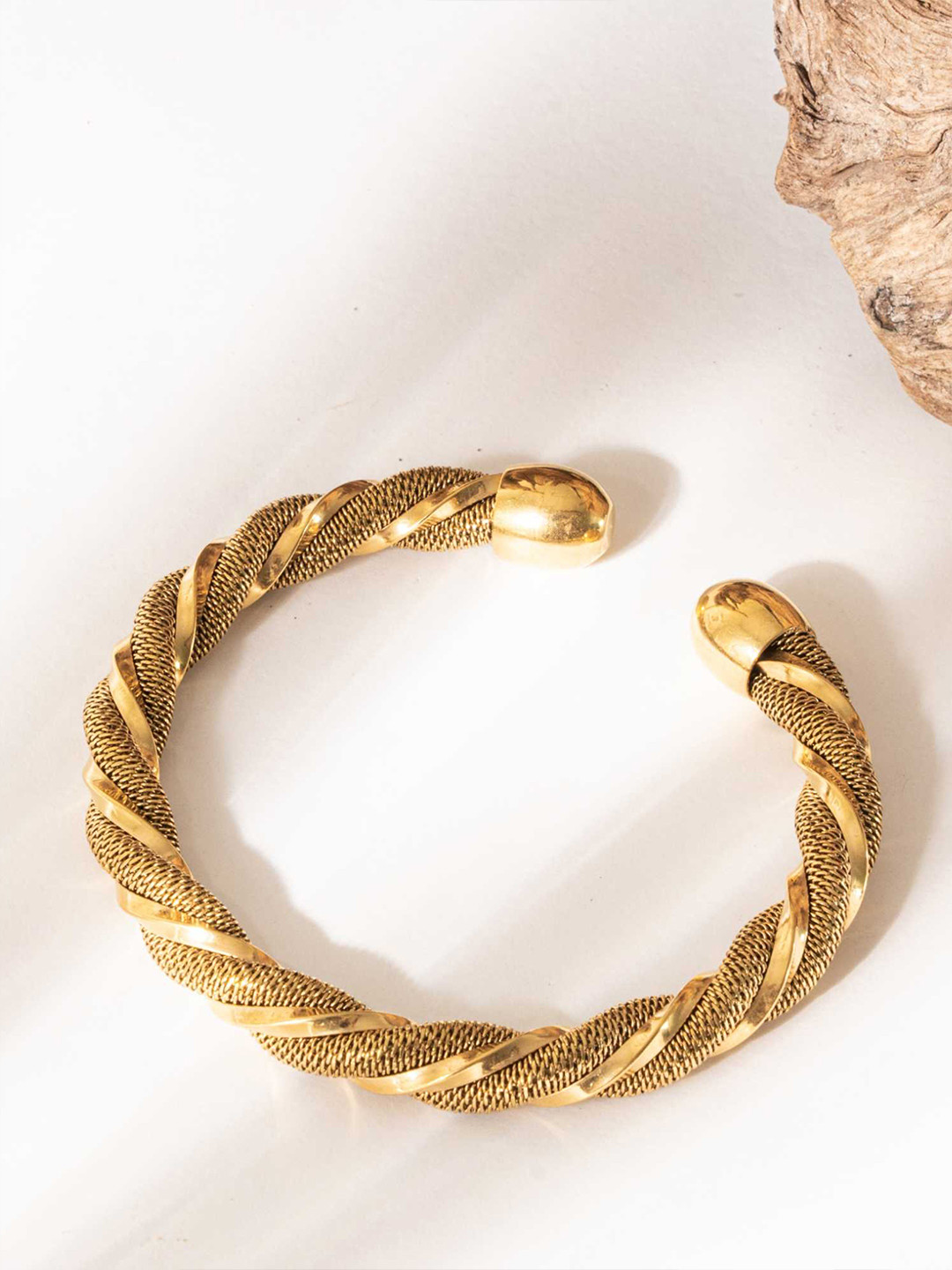 Buy ZAISHA 18KT Gold Plated Stainless Steel Sparuzo Cuff Bangle ...