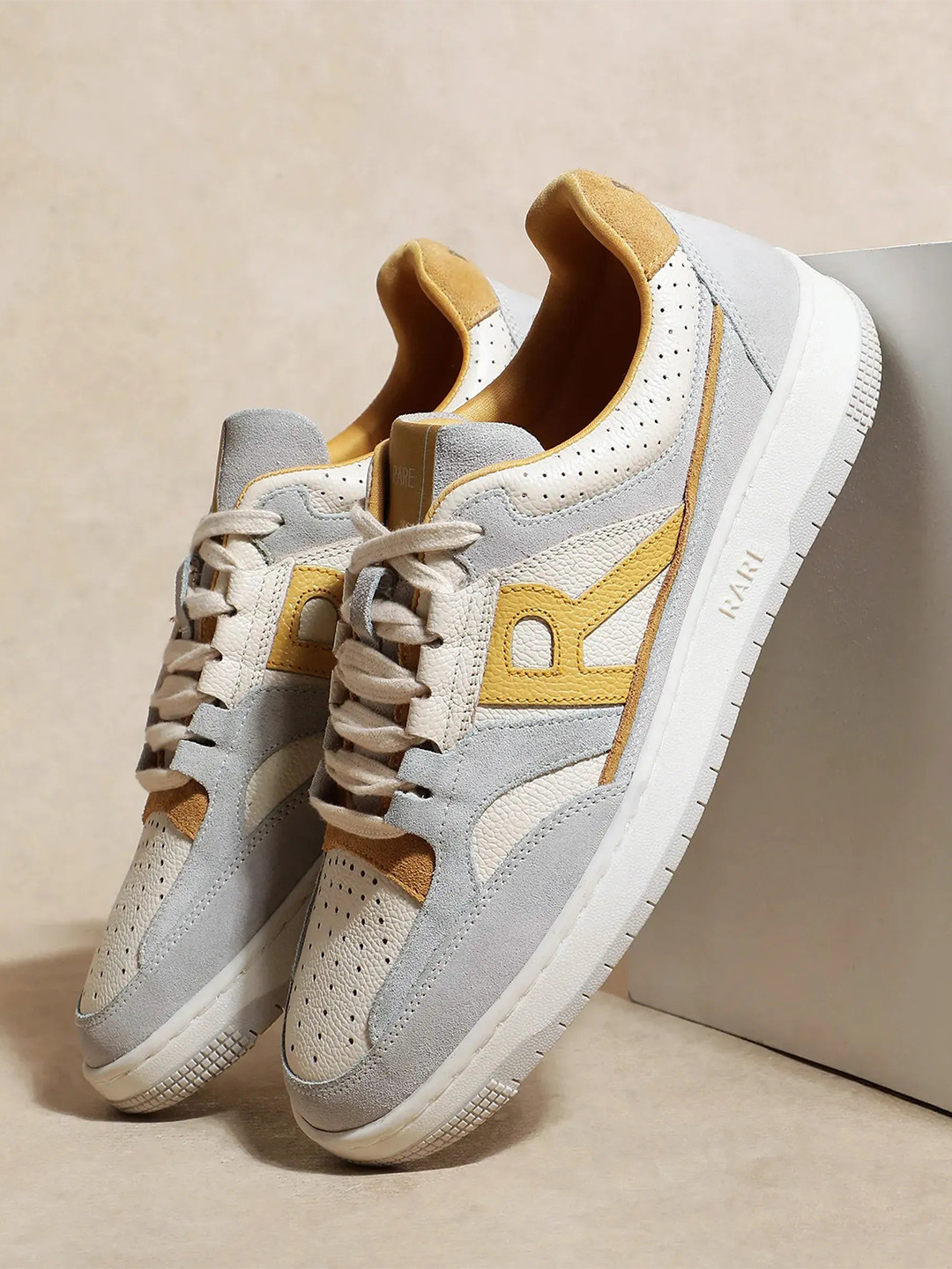 Buy RARE RABBIT Men VOLGA Grey Perforations Leather Sneakers - Casual ...