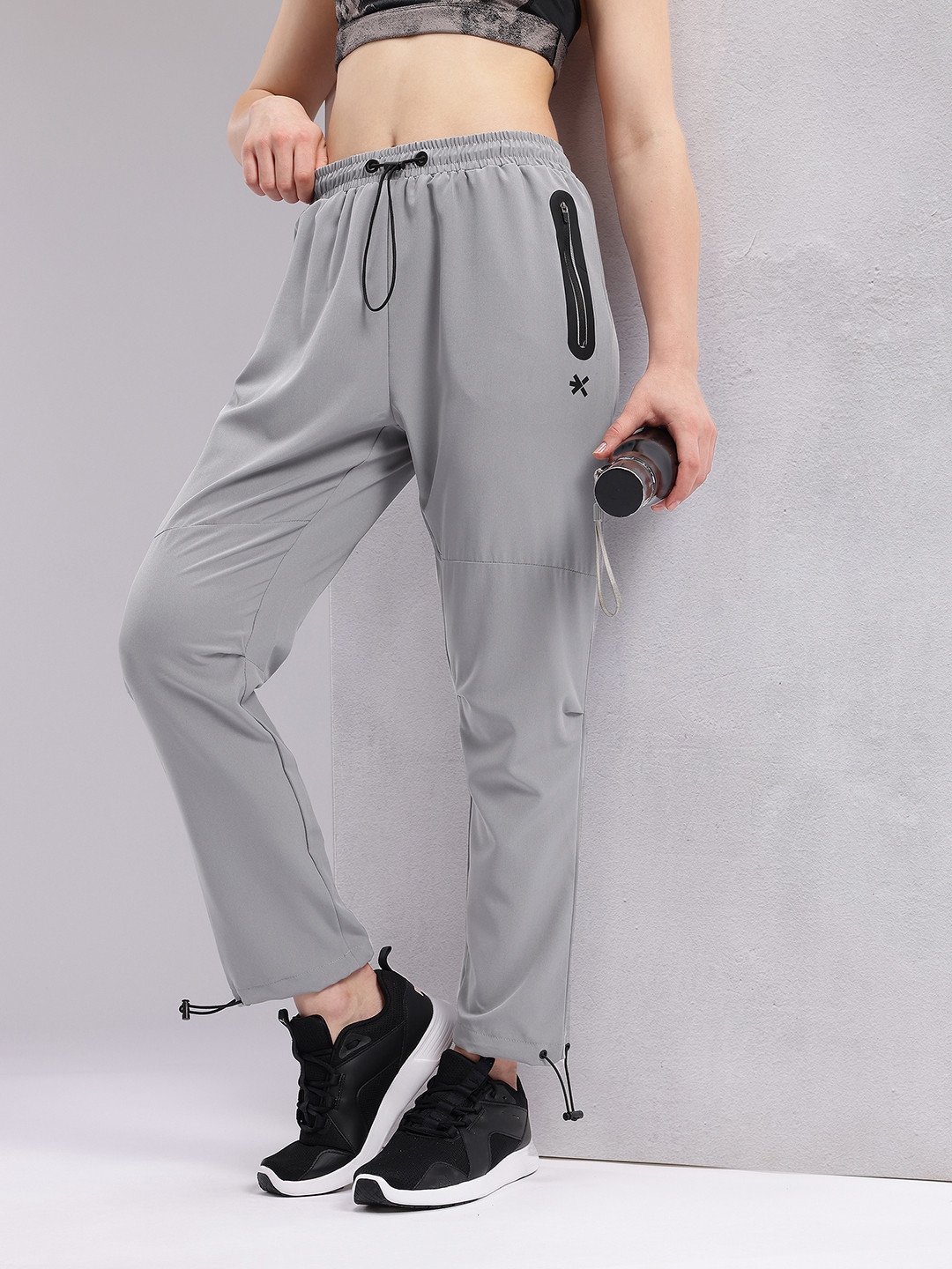 Buy HRX By Hrithik Roshan Women Cropped Running Track Pants With Toggle ...