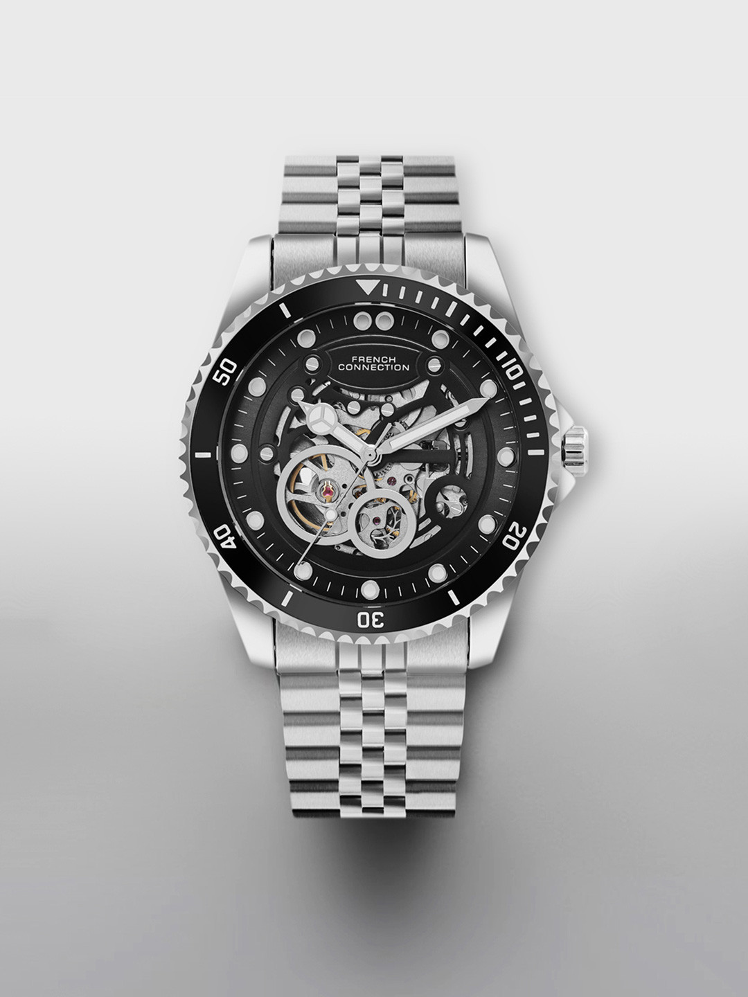 Buy French Connection Men Skeleton Dial & Stainless Steel Straps ...