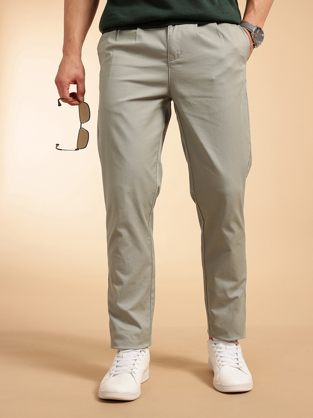 Buy French Connection Men Pleated Chinos Trousers - Trousers for Men ...