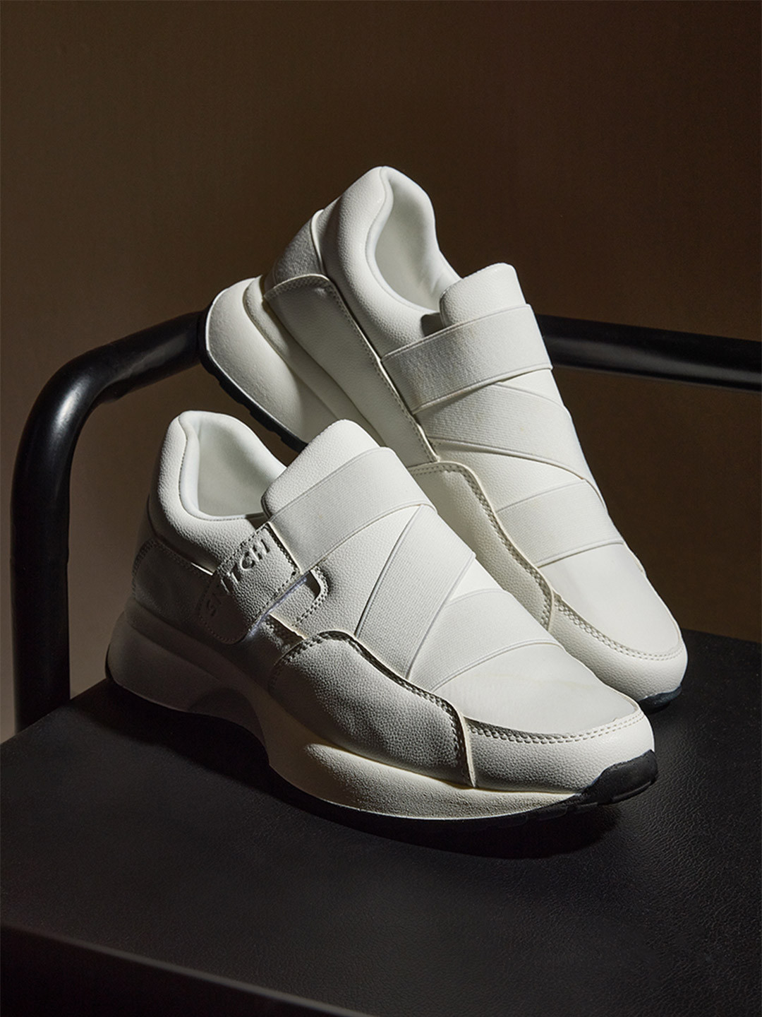 Buy Snitch Men White Elasticated Solid Sneakers - Casual Shoes for Men ...