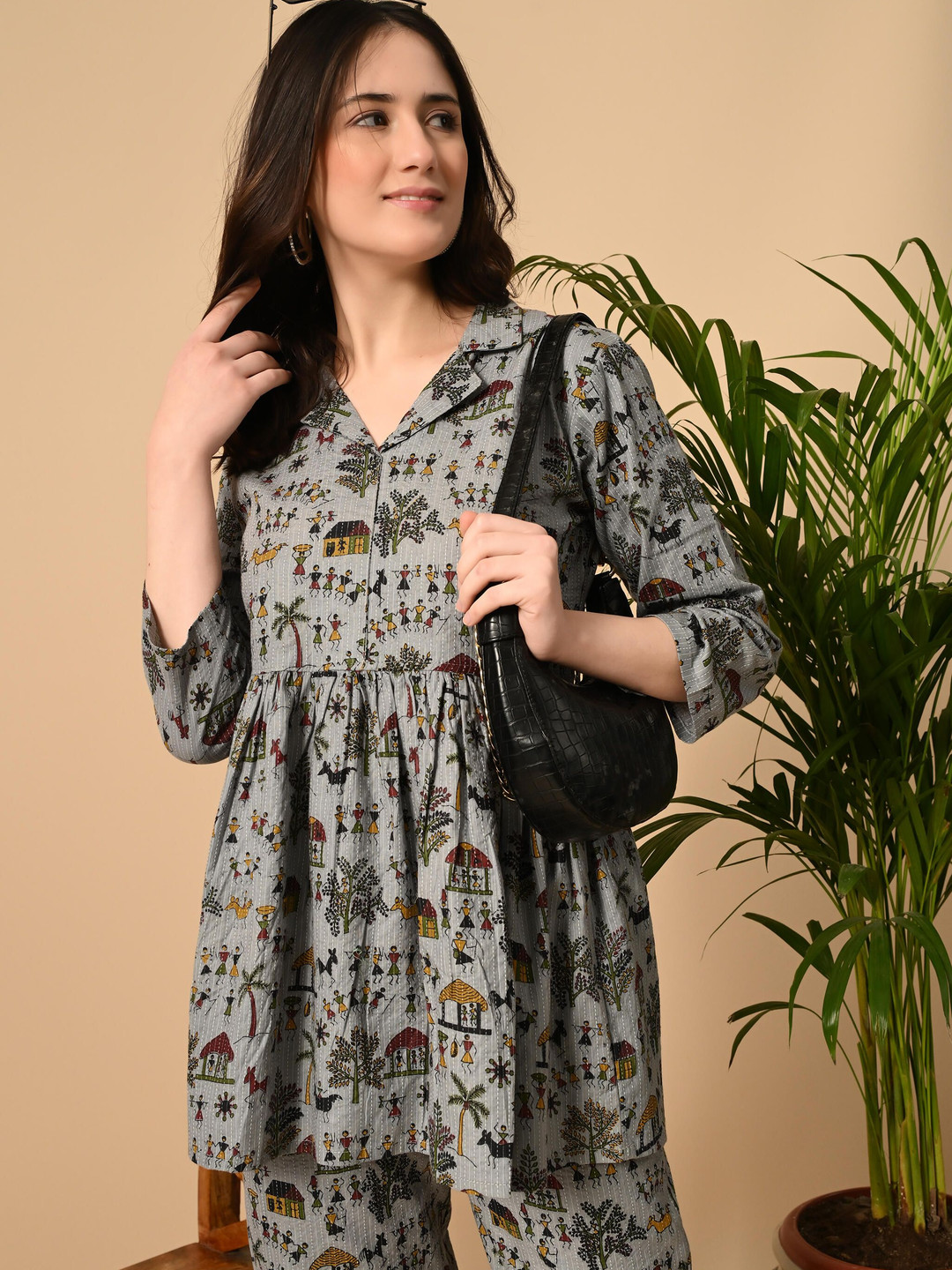 Buy Ao Services Women Grey Warli Printed Co Ord Set - Co Ords for Women 32428847 | Myntra