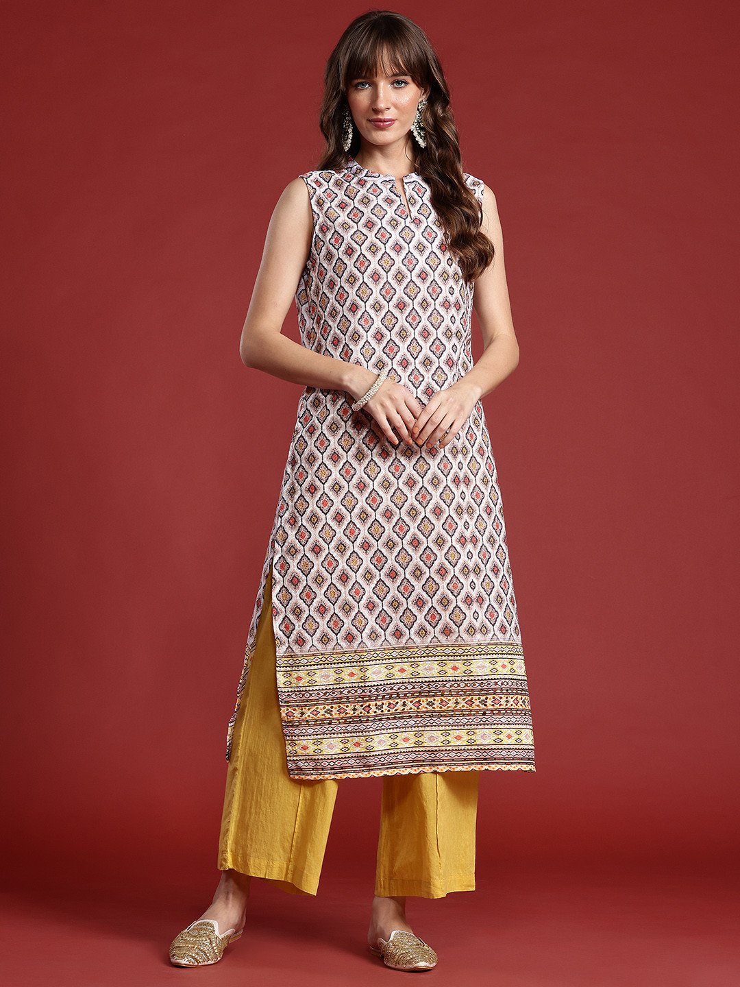 Buy Anouk Ethnic Motifs Printed Pure Cotton Kurta - Kurtas for Women ...