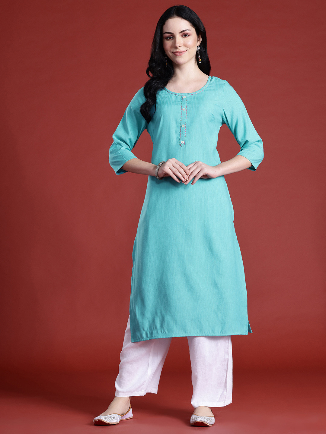 Buy Anouk Solid A Line Kurta - Kurtas for Women 32434517 | Myntra