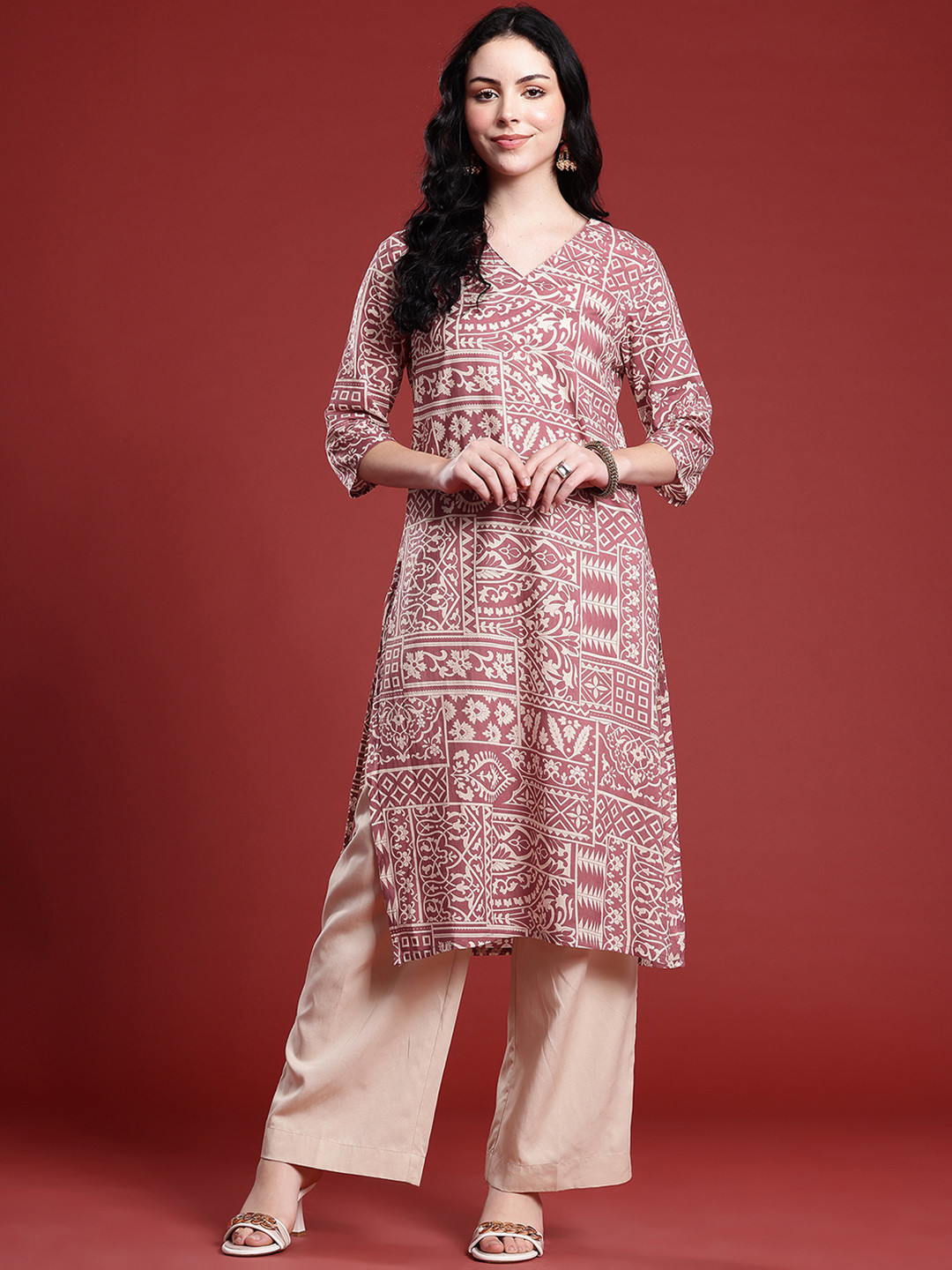 Buy Anouk Women Pure Cotton Ethnic Motifs Printed Kurta - Kurtas for ...
