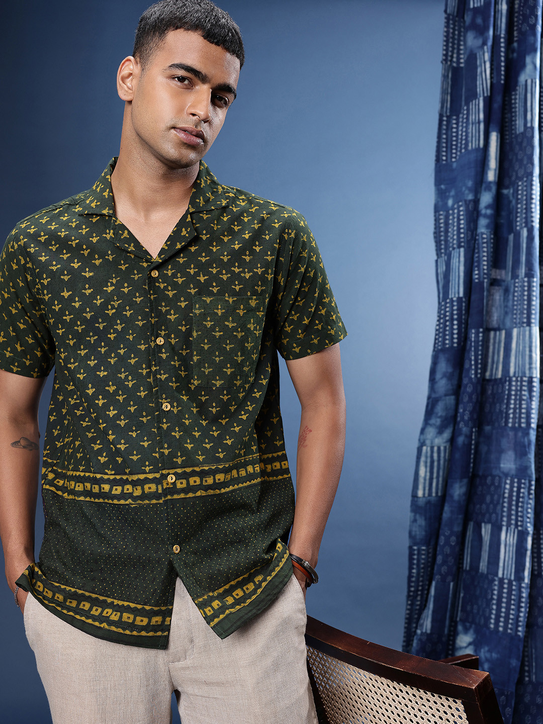 Buy Taavi Pure Cotton Printed Block Print Legacy Casual Shirt - Shirts ...