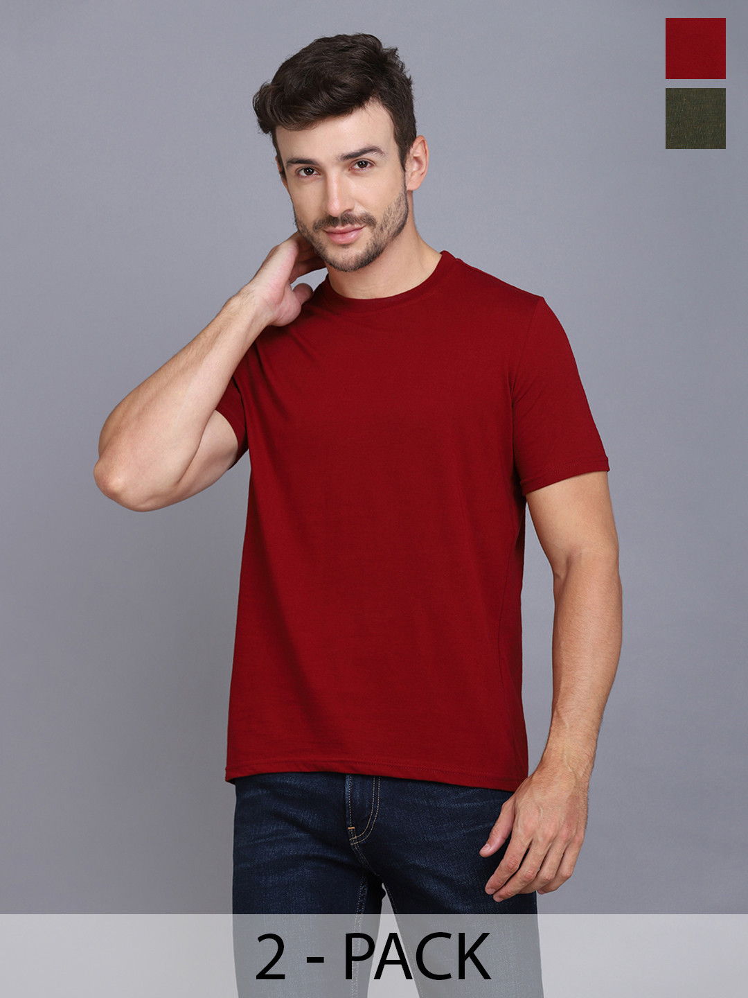 Buy WOOSTRO Men Solid Round Neck Cotton Slim Fit T Shirt - Tshirts for ...