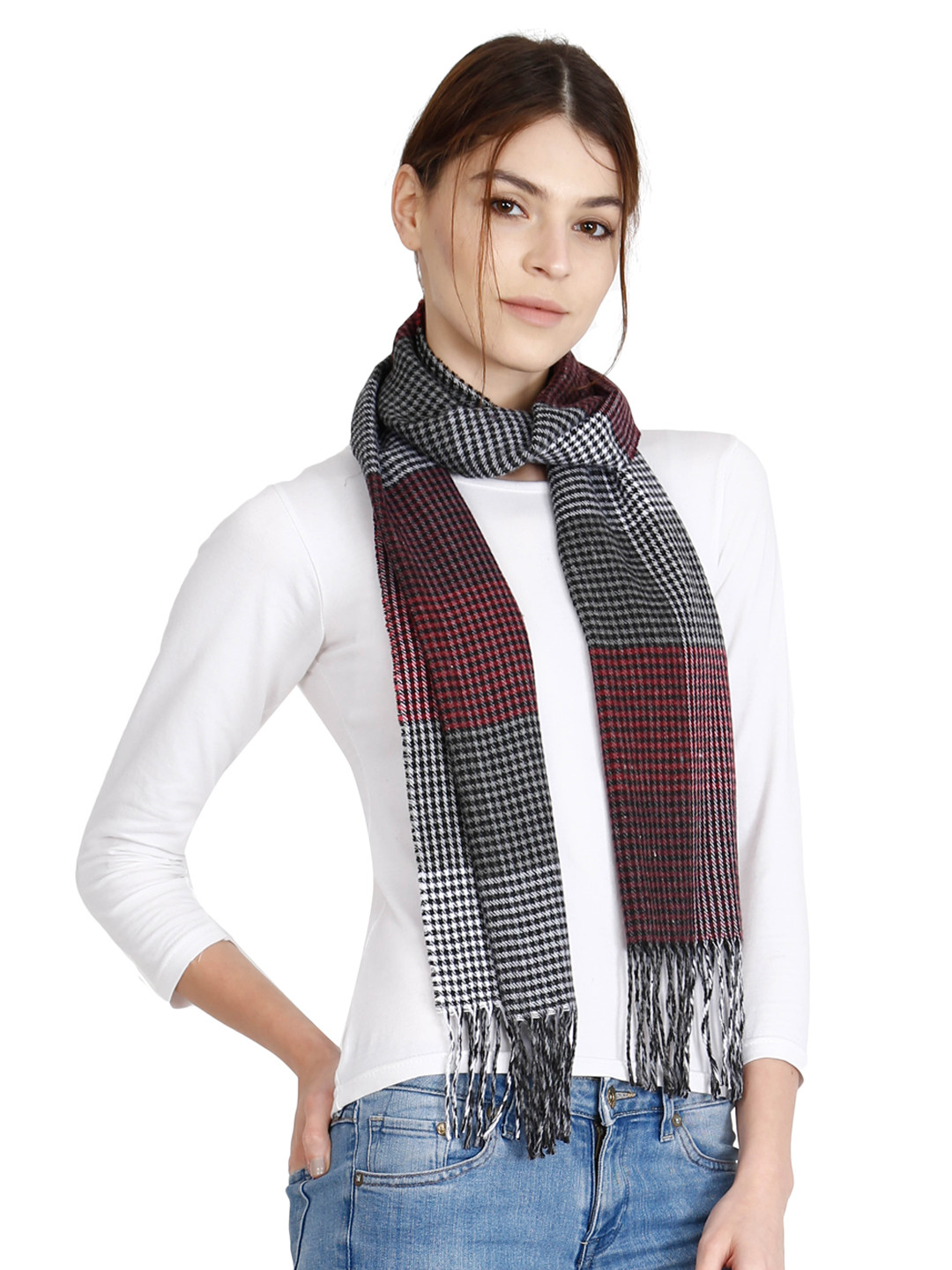 Buy FabSeasons Red & White Muffler - Mufflers for Women 3250537 | Myntra