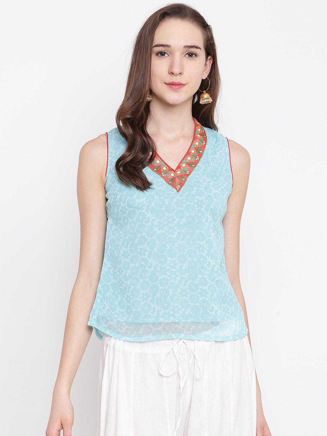 Buy Biba Women Blue Solid Top - Tops for Women 3250671 | Myntra