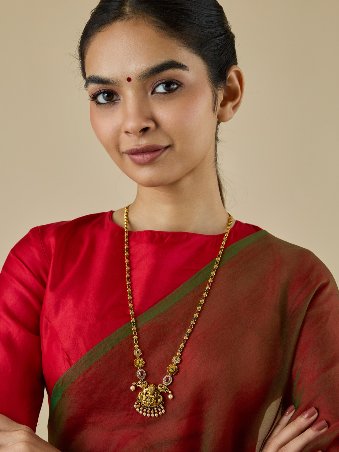 Buy Kushal's Fashion Jewellery Copper Ruby Green Gold Plated Antique ...