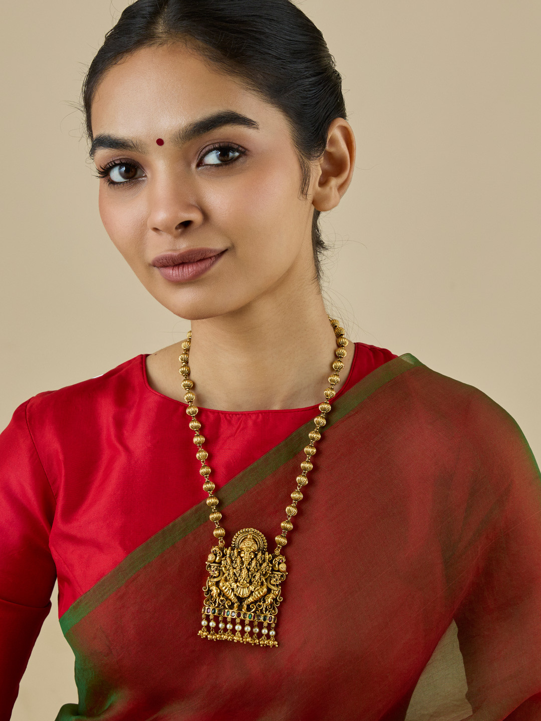 Buy Kushal's Fashion Jewellery Copper Ruby Green Gold Plated Antique ...