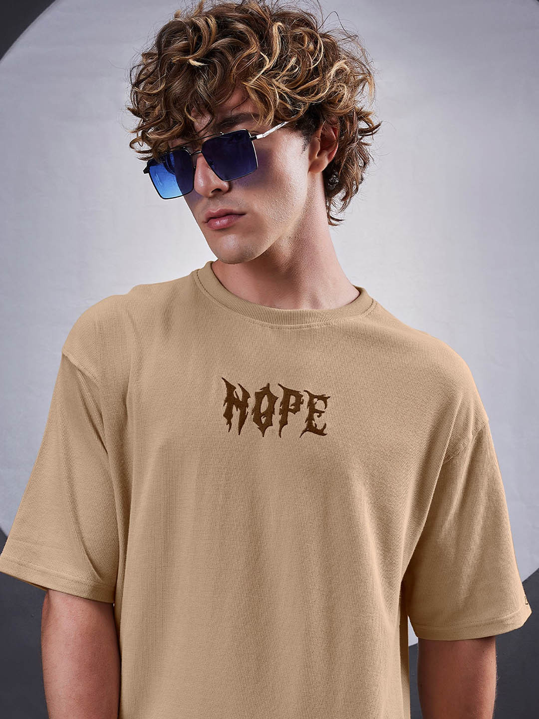 Buy Maniac Men Typography Printed Round Neck Cotton Oversized T Shirt ...