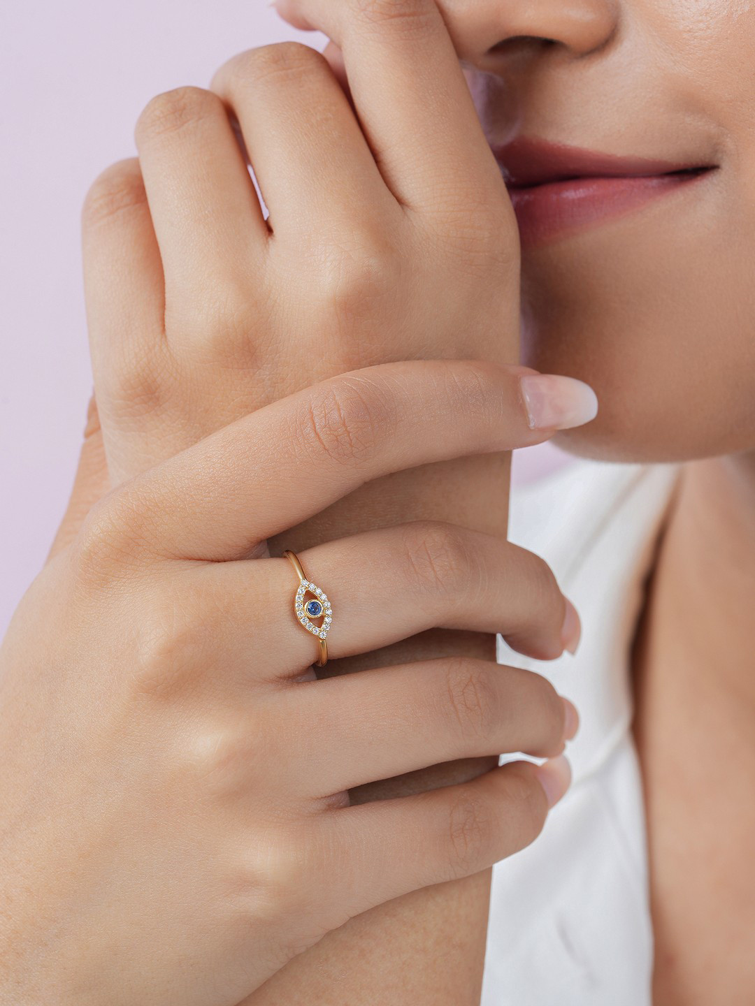 Buy Zavya 925 Sterling Silver Gold Plated Evil Eye Finger Ring - Ring ...