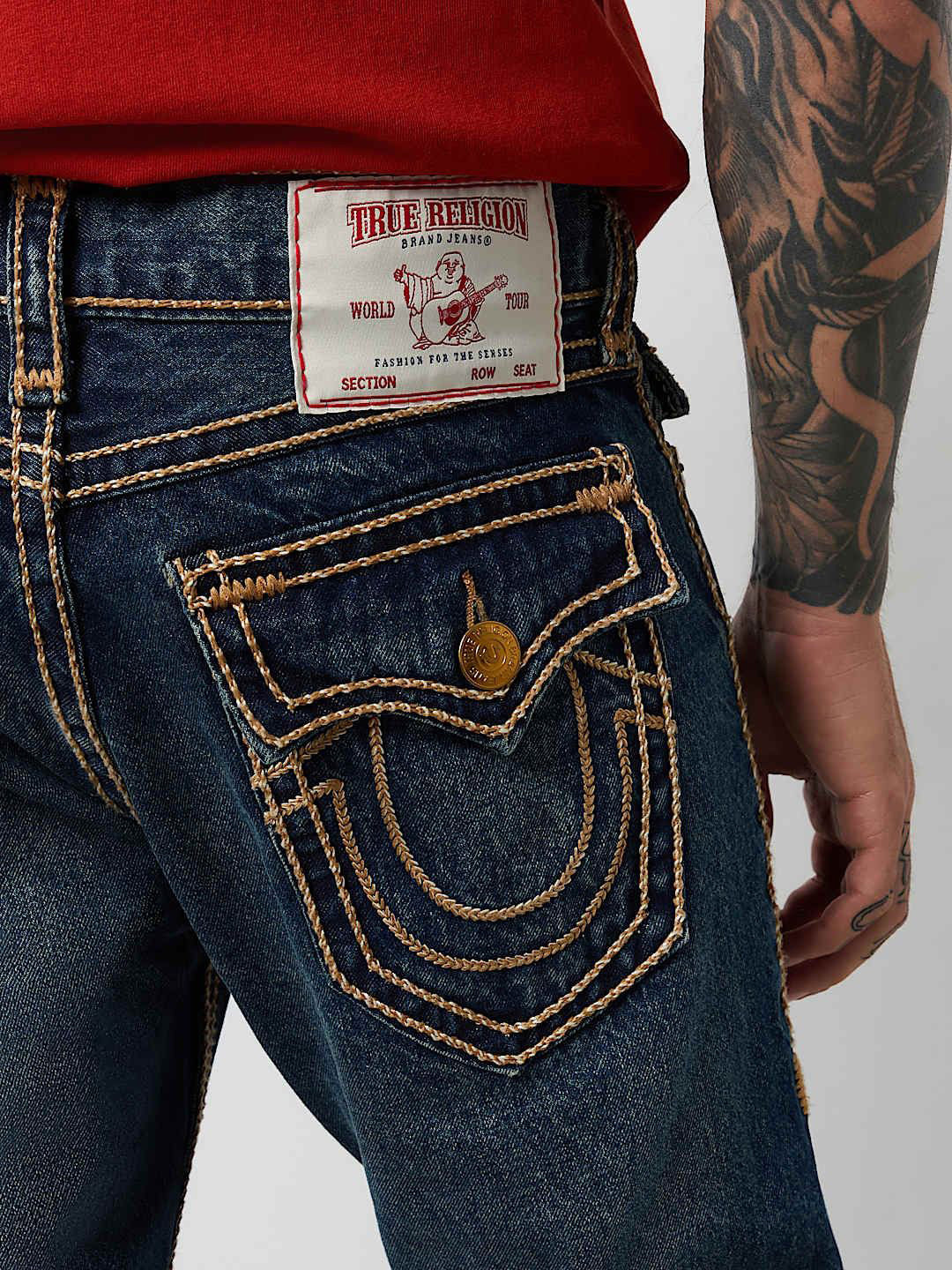 Buy True Religion Rope Stitch Joey Flare Fit Mid Rise Washed Jeans ...