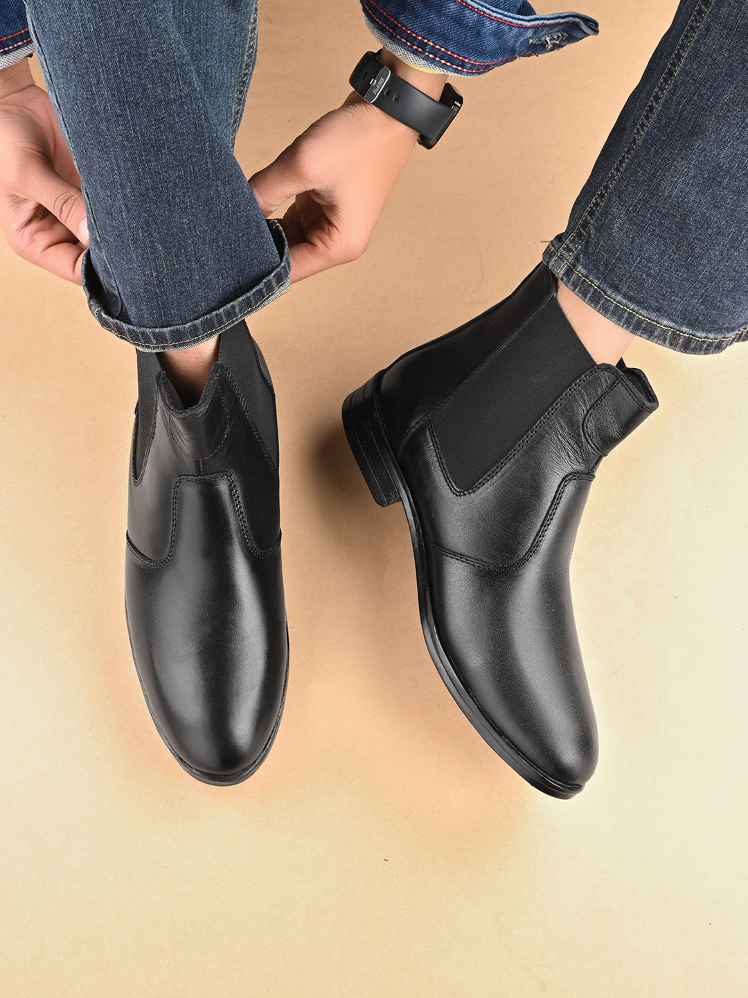 Buy AfroJack Men Leather Mid Top Chelsea Boots - Boots for Men 32626093 ...