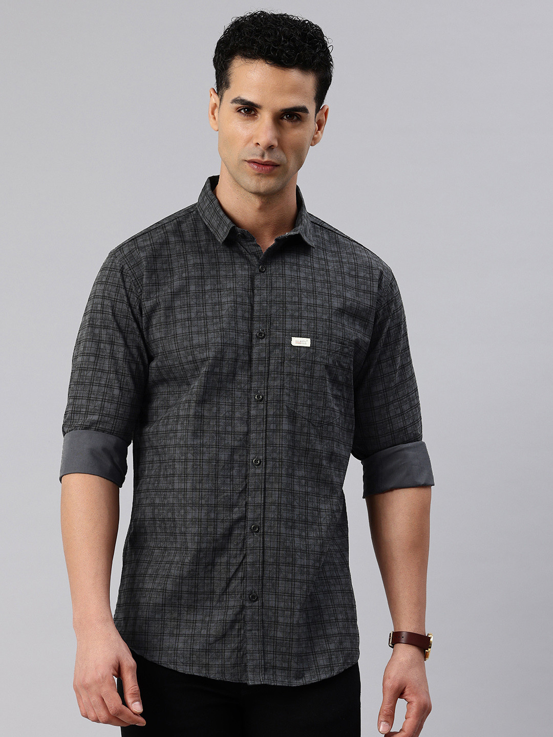 Buy Majestic Man Men Comfort Slim Fit Checked Pure Cotton Casual Shirt ...