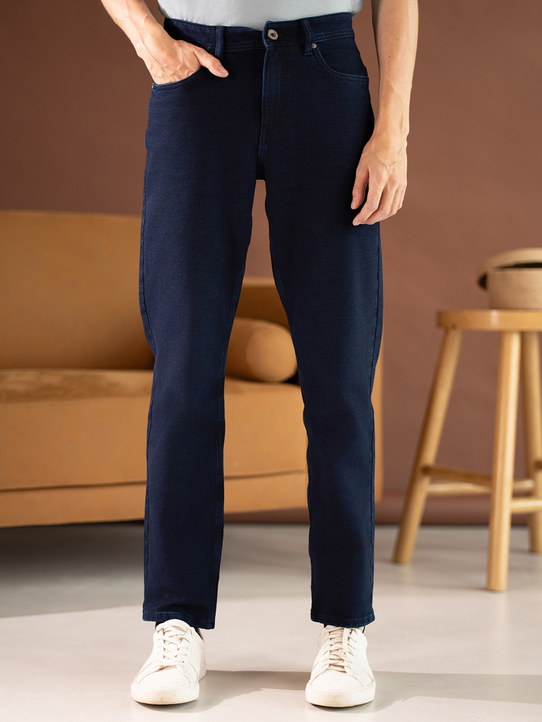 Buy The Pant Project Men Frontier Blue Pro Stretch Relaxed Fit ...