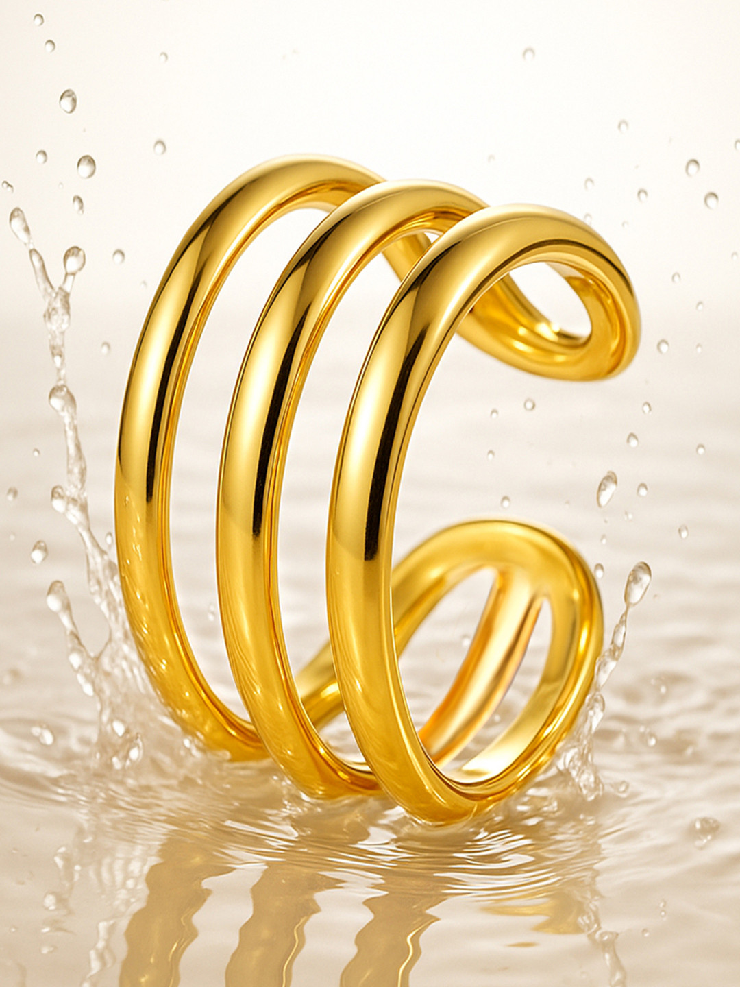 Buy Rubans 18K Gold Plated Spiral Bold Statement Cuff Bracelet Open ...