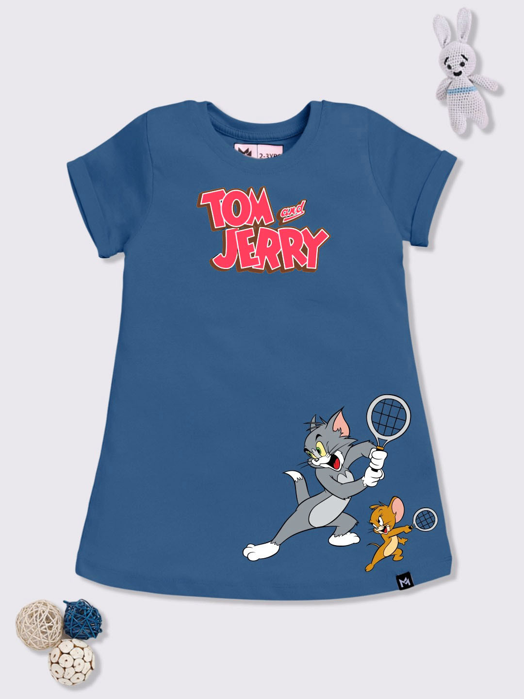 Buy YK X Minute Mirth Girls Tom And Jerry Printed Cotton A Line Dress ...