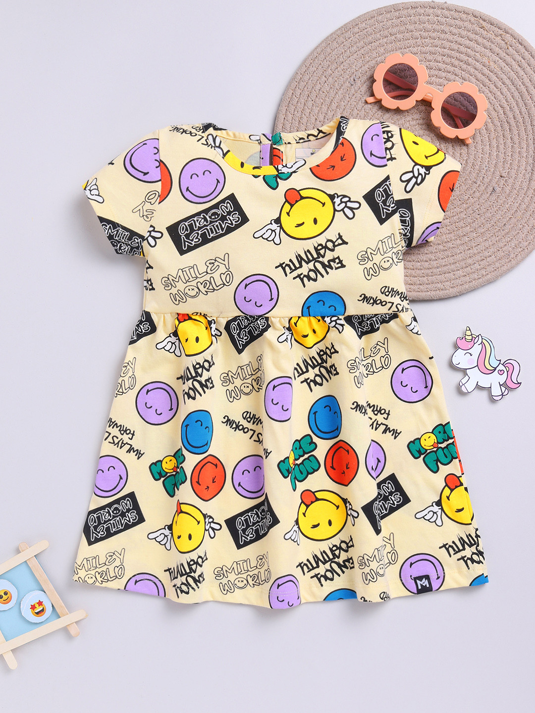 Buy YK X Minute Mirth Infant Girls Printed Cotton Fit & Flare Dress ...