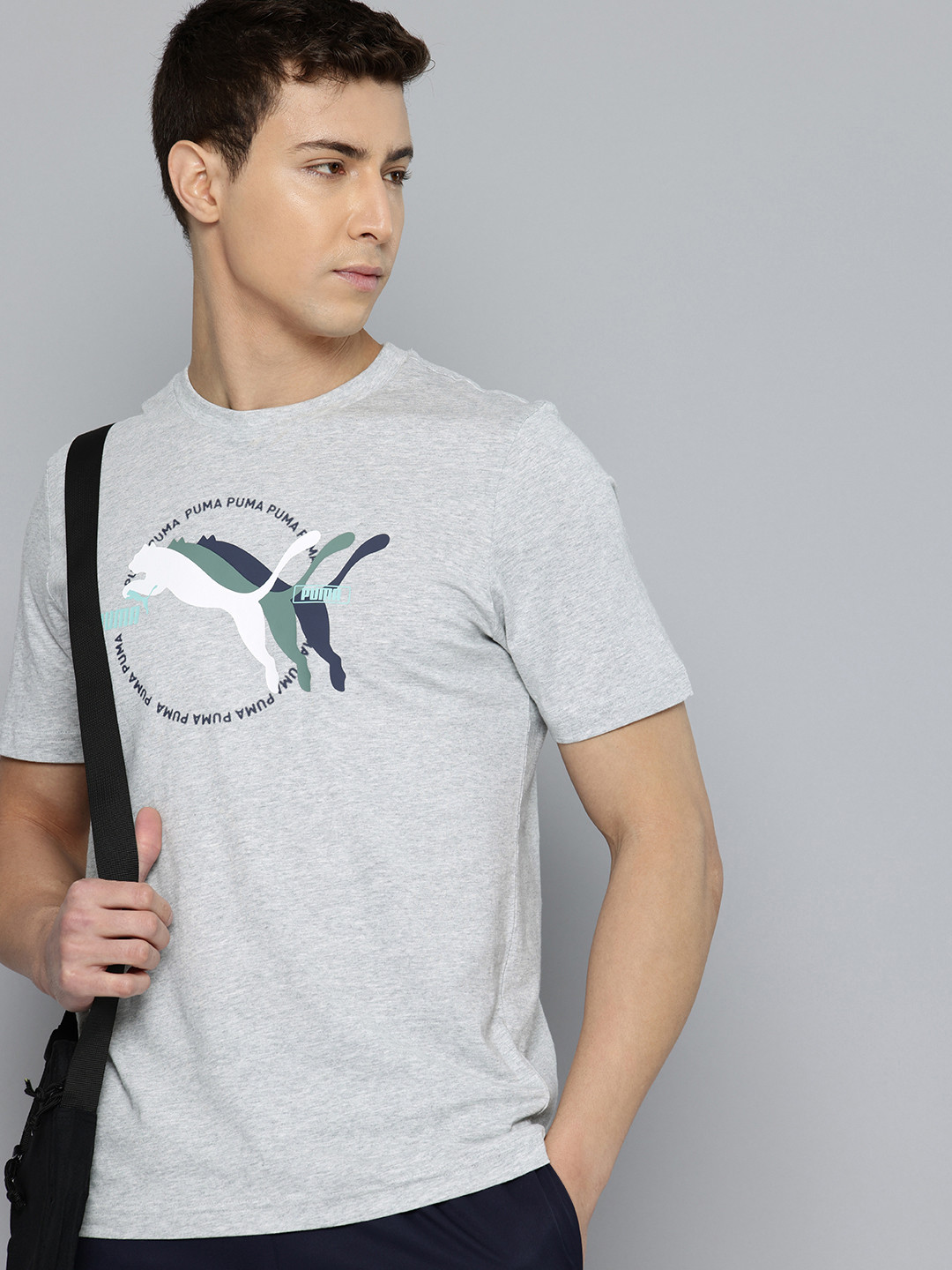 Buy Puma Graphics Multiple Brand Logo Printed Pure Cotton T Shirt ...