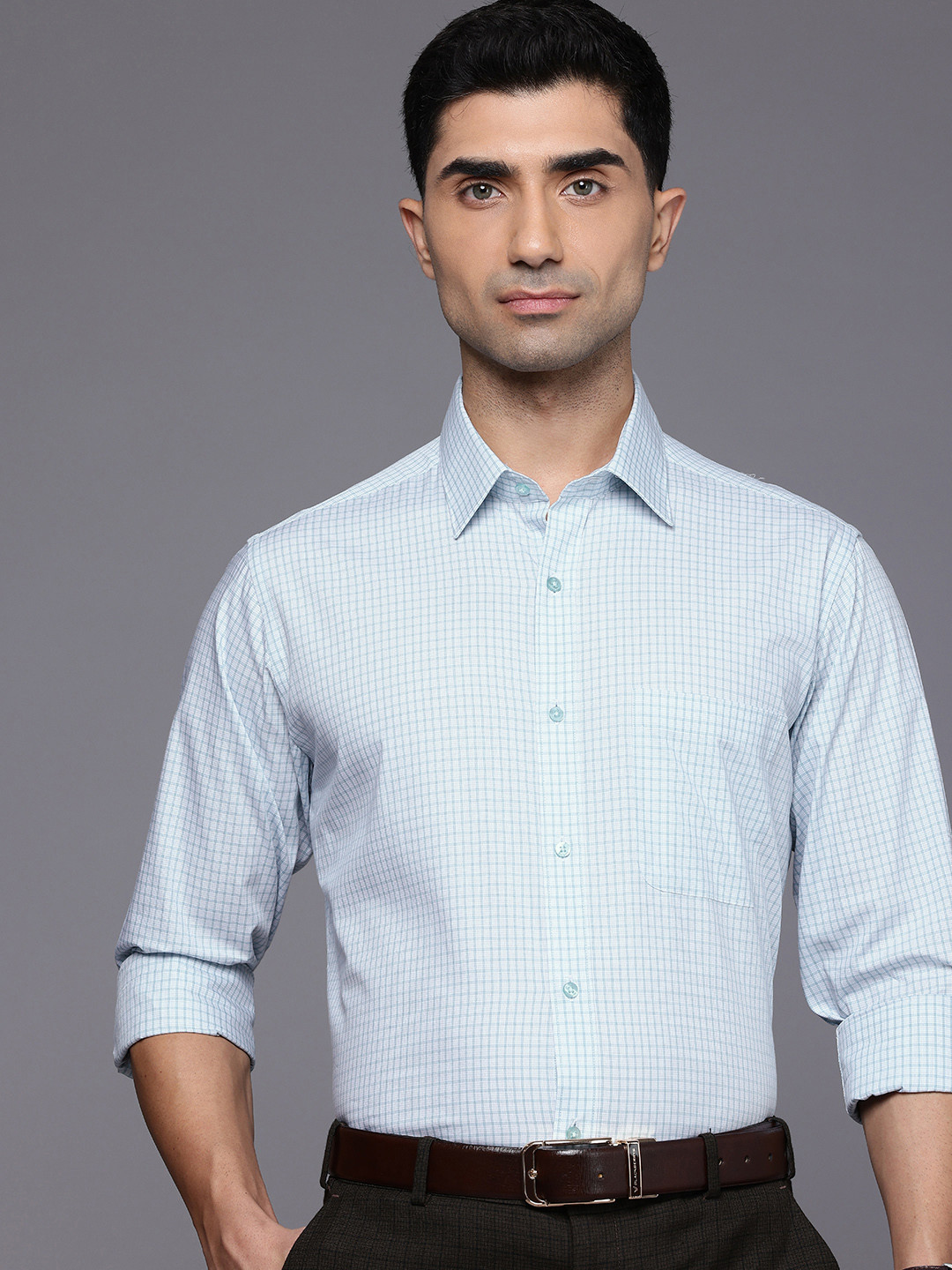 Buy Raymond Slim Fit Checked Pure Cotton Formal Shirt - Shirts for Men ...