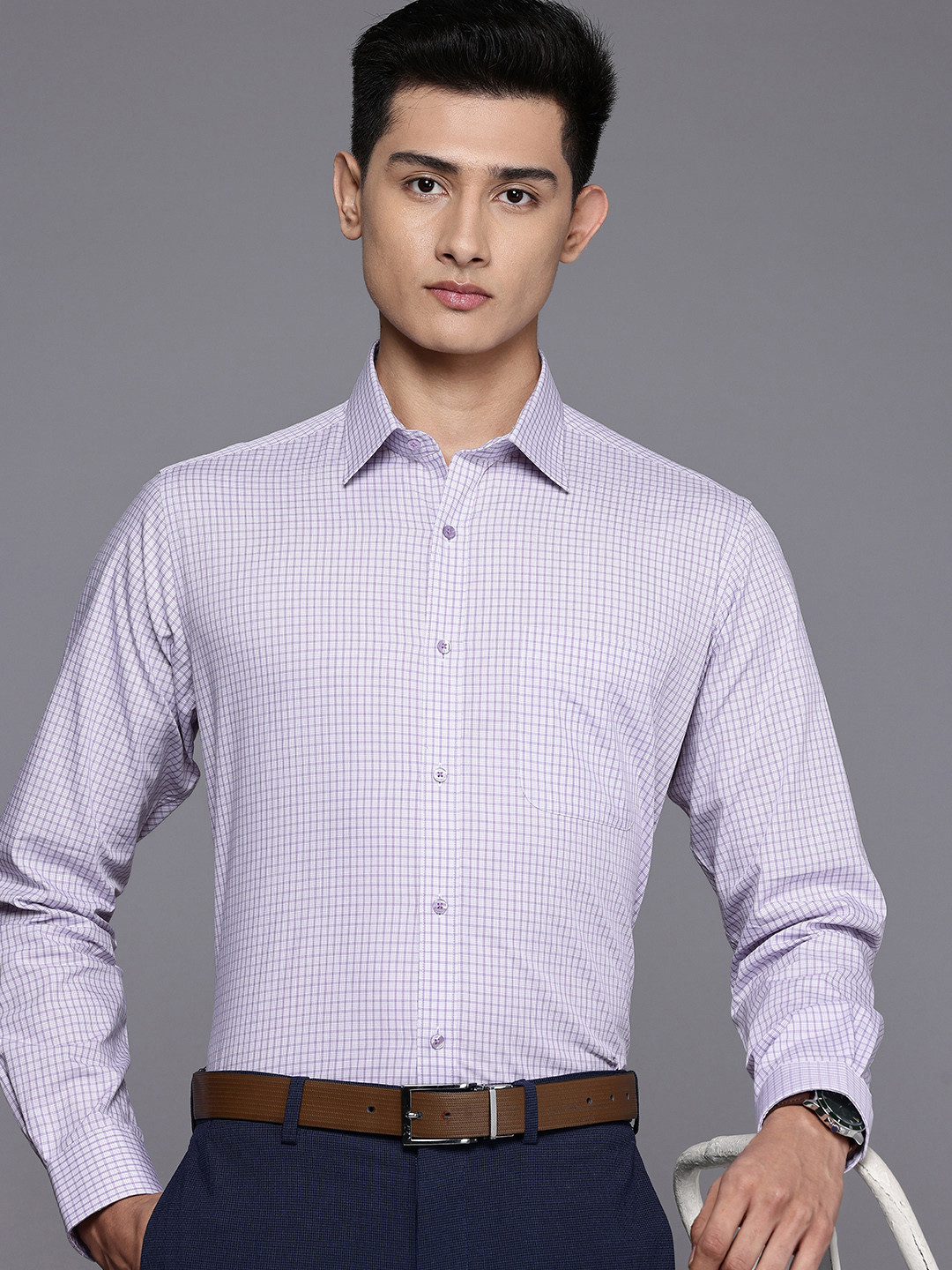 Buy Raymond Pure Cotton Slim Fit Checked Formal Shirt - Shirts for Men ...