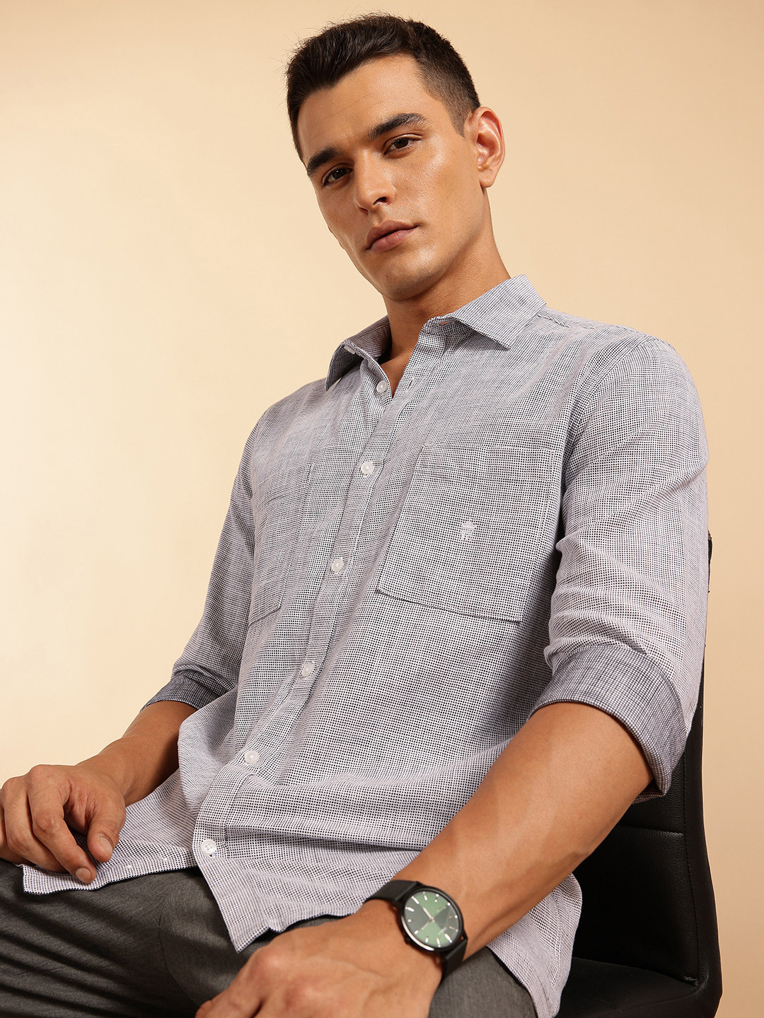 Buy French Connection Pure Cotton Self Design Slim Fit Casual Shirt ...