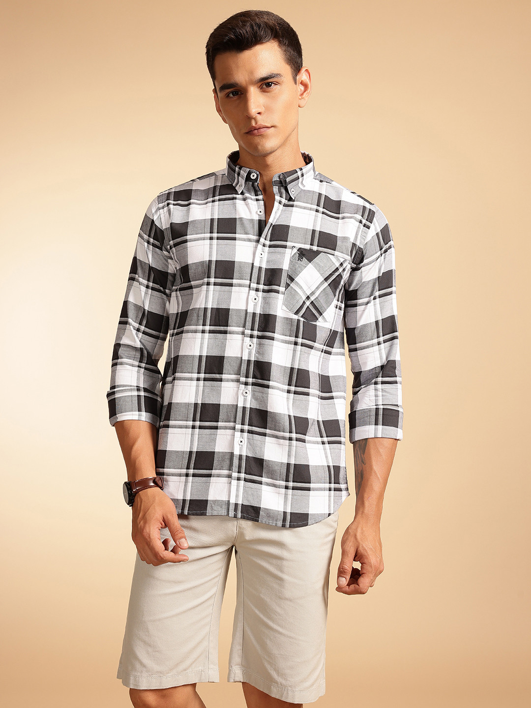 Buy French Connection Pure Cotton Button Down Collar Checked Casual ...