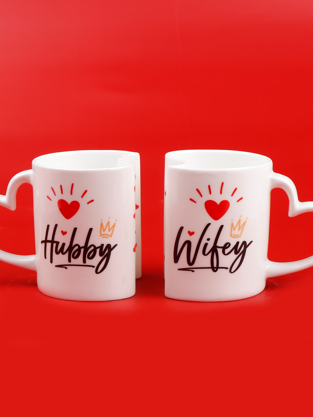 Buy Archies White & Black Printed 2 Pieces Ceramic Matte Mugs Set Of ...