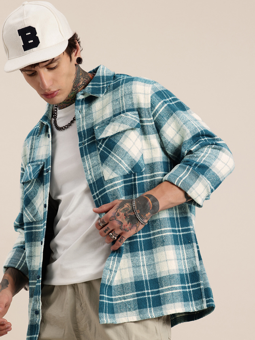 Buy HERE&NOW Checked Oversized Shacket - Shackets for Men 32698664 | Myntra