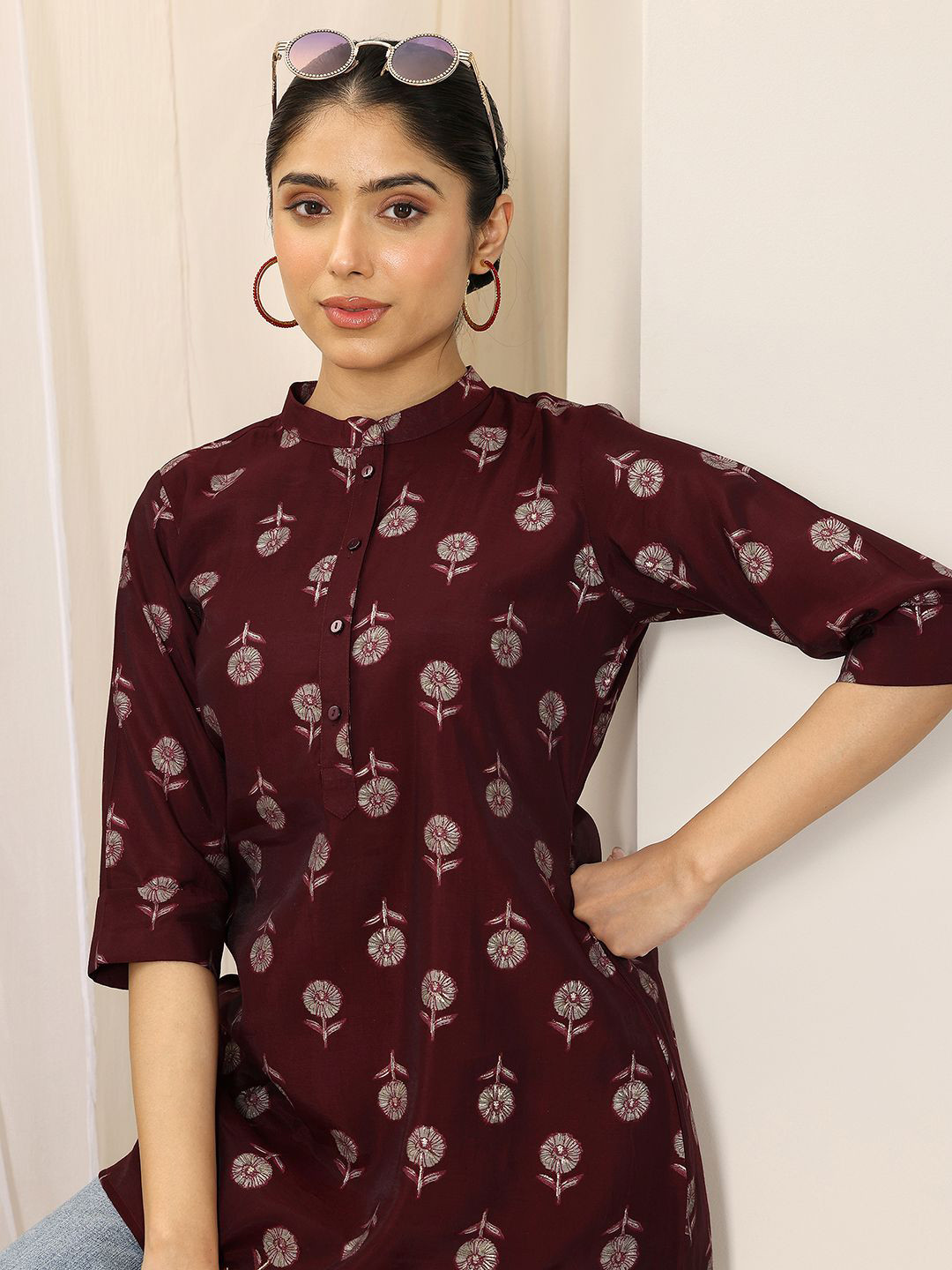 Buy Libas Mandarin Collar Printed Tunic - Tunics for Women 32743647 | Myntra