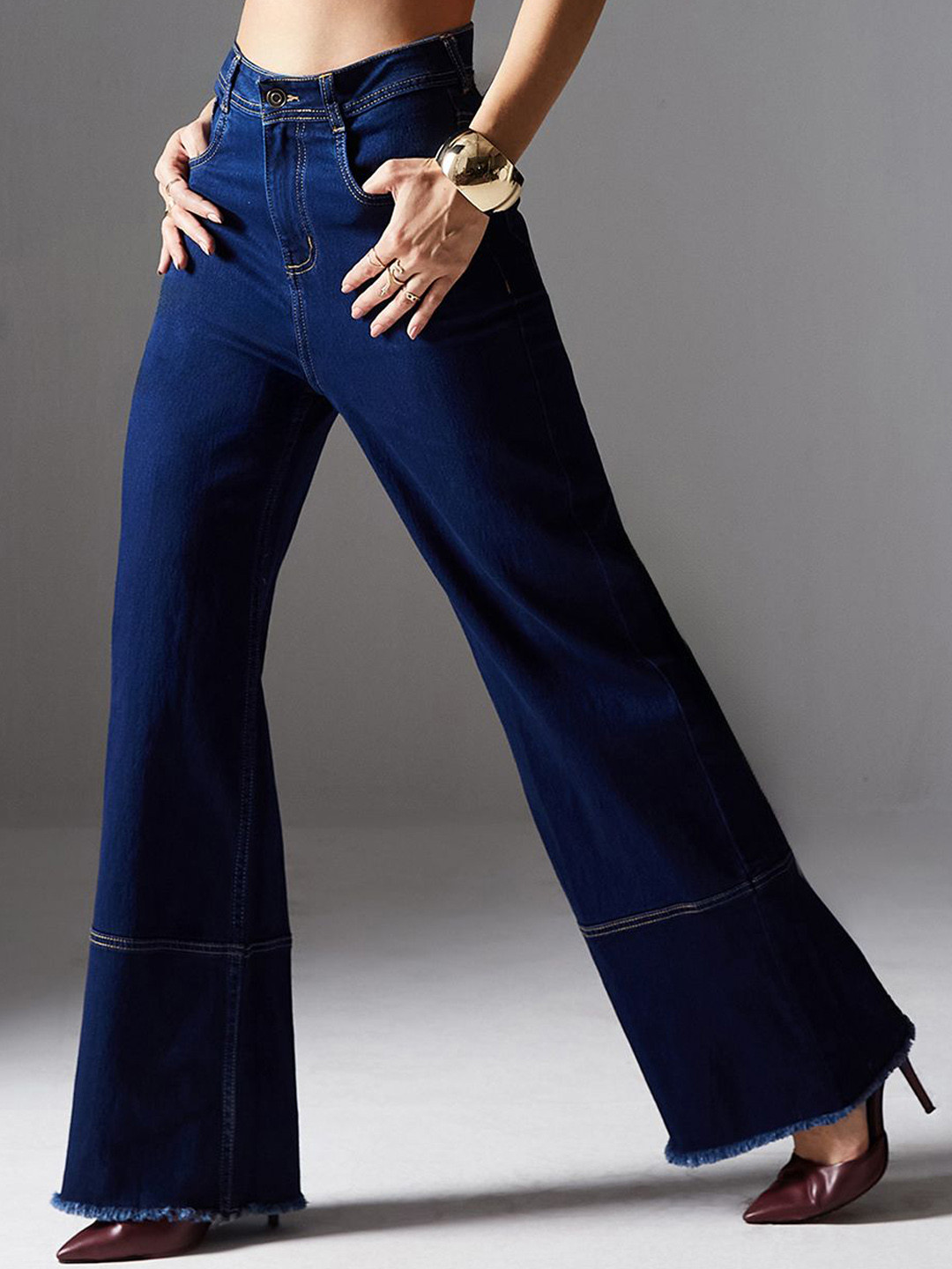 Buy Miss Chase Women Wide Leg High Rise Stretchable Jeans - Jeans for ...