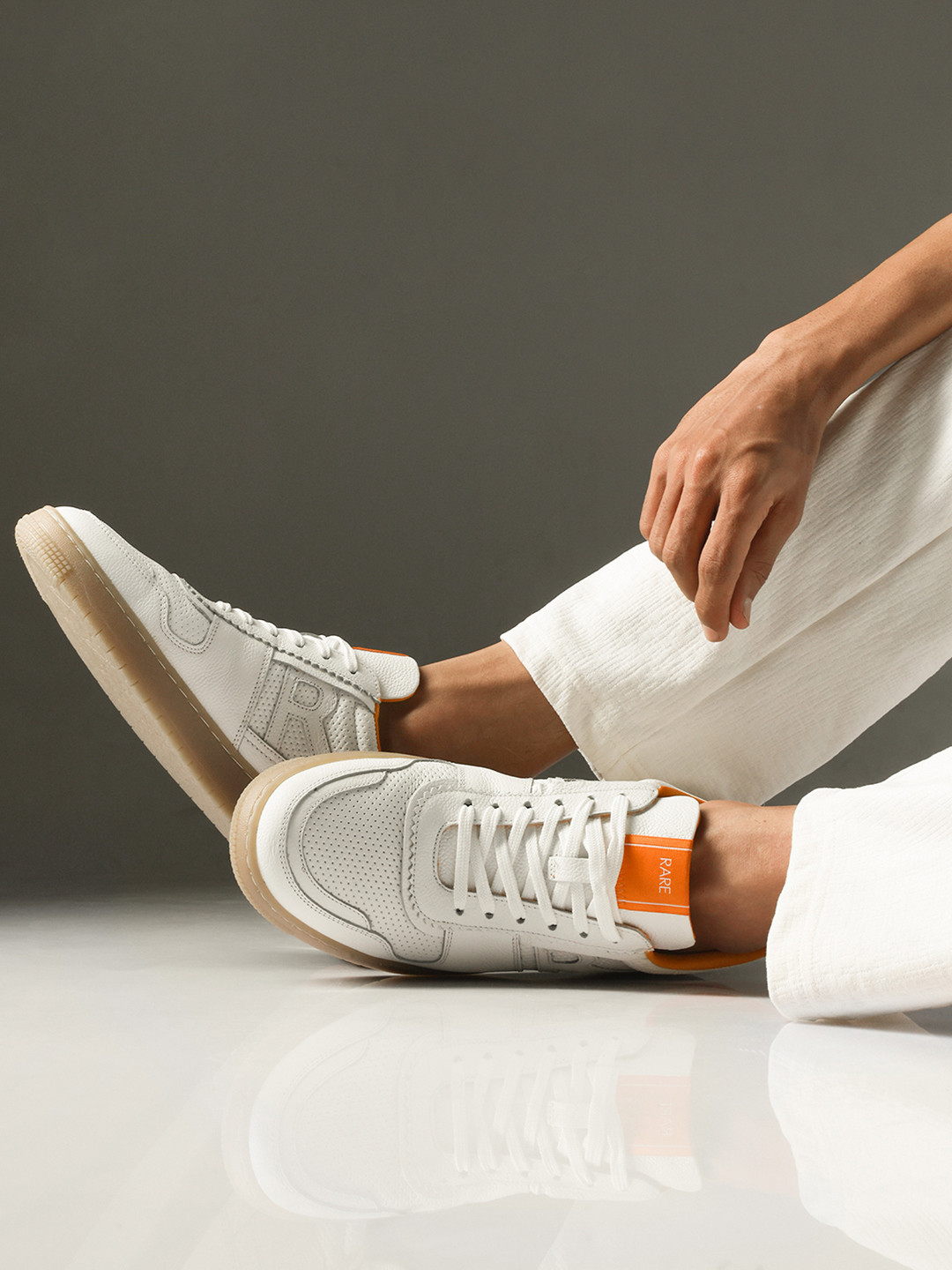 Buy RARE RABBIT Men Neva White Lace Ups Round Toe Leather Sneakers ...