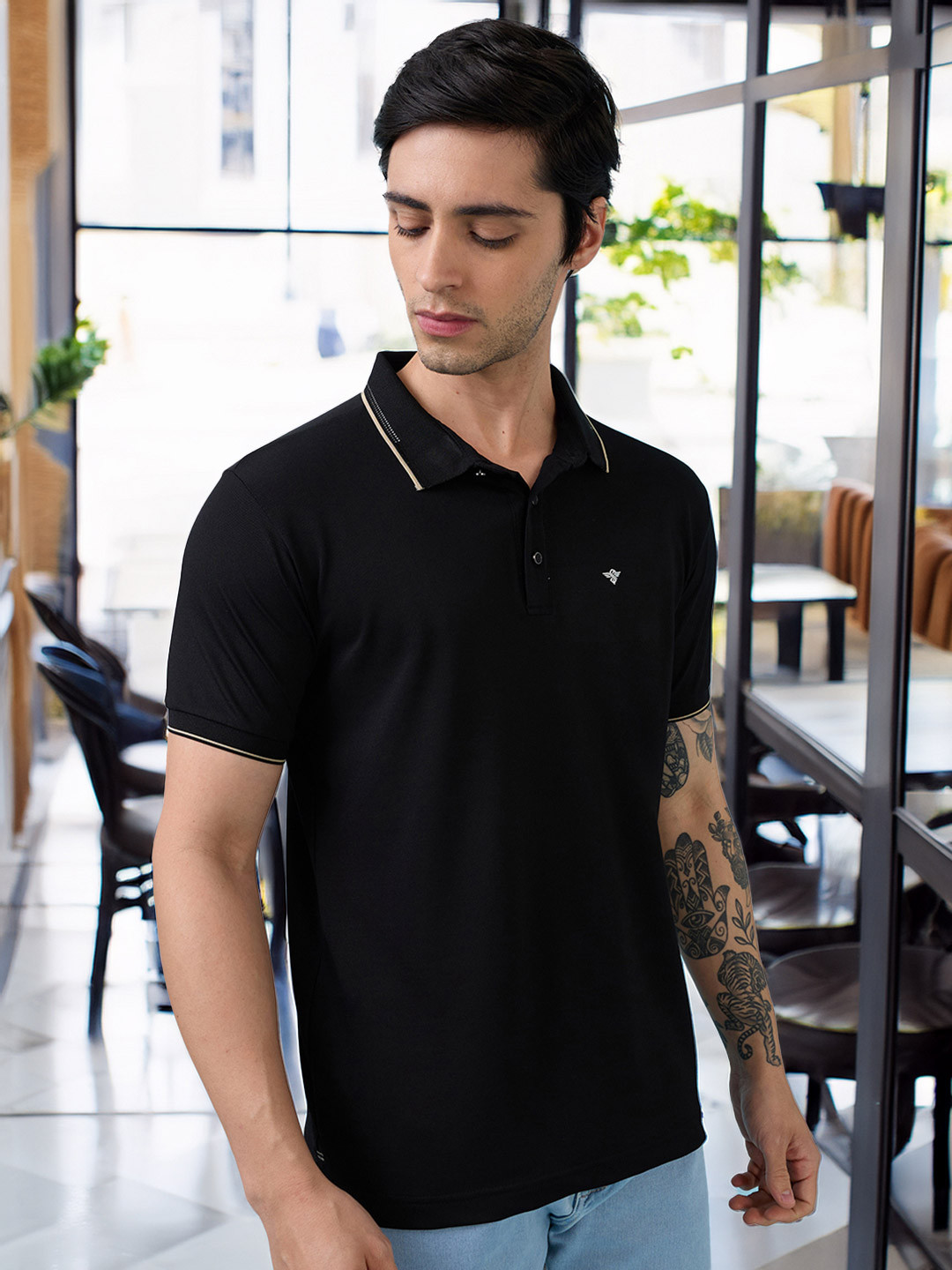 Buy Status Quo Men Regular Fit Solid Polo Collar T Shirt - Tshirts for ...