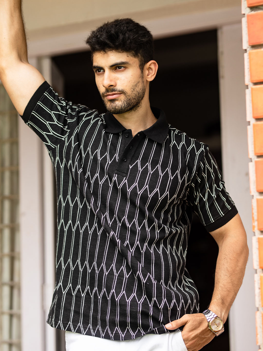 Buy Hidden Loops Men Geometric Printed Polo Collar Cotton T Shirt - Tshirts for Men 32787267 ...