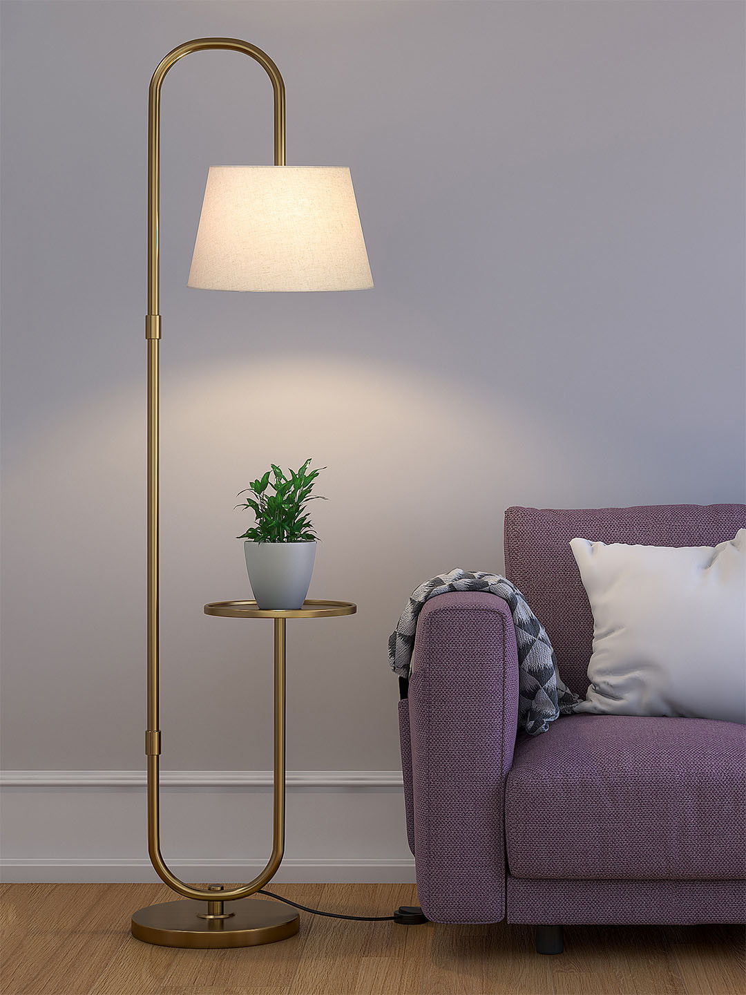 Buy Divine Trends Gold Toned Frustum Floor Lamp With Shade - Floor ...