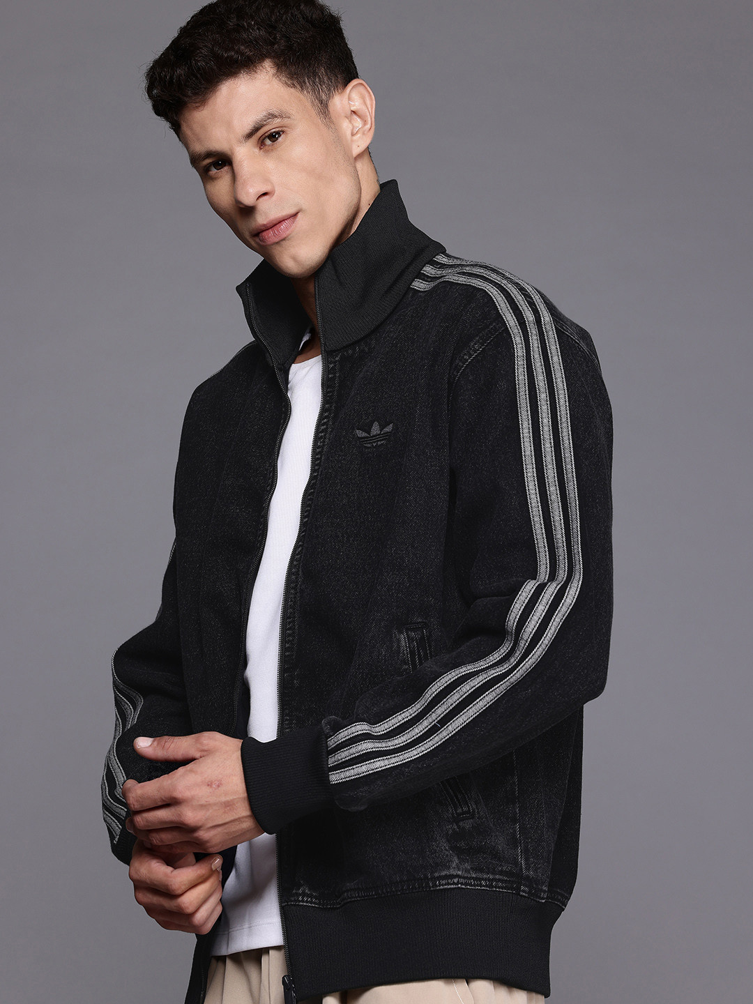 Buy ADIDAS Originals Dual Zipper Denim Bomber Jacket - Jackets for Men ...
