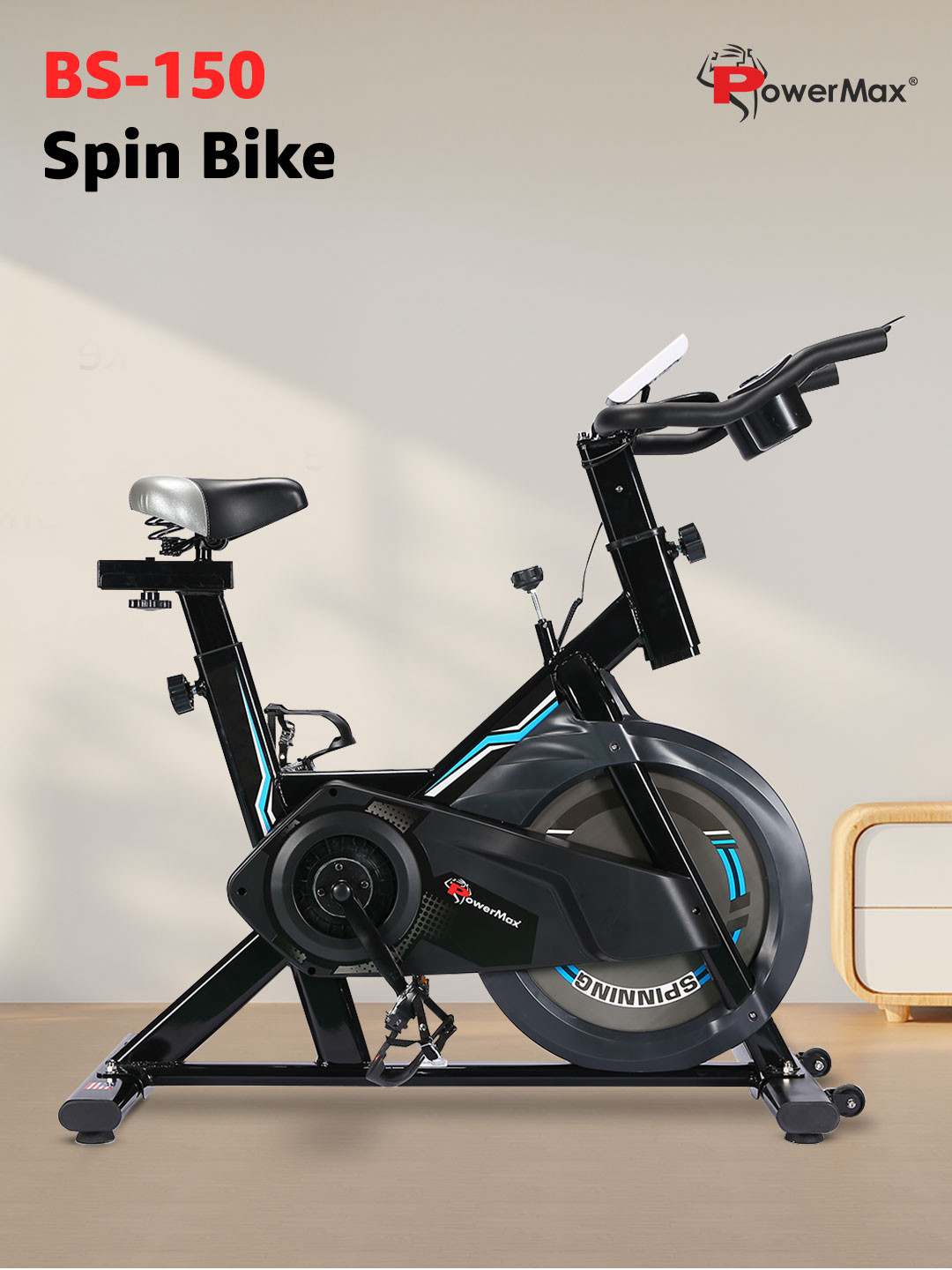 Buy PowerMax Fitness BS 150 Spin Exercise Bike For Home Max User Weight ...