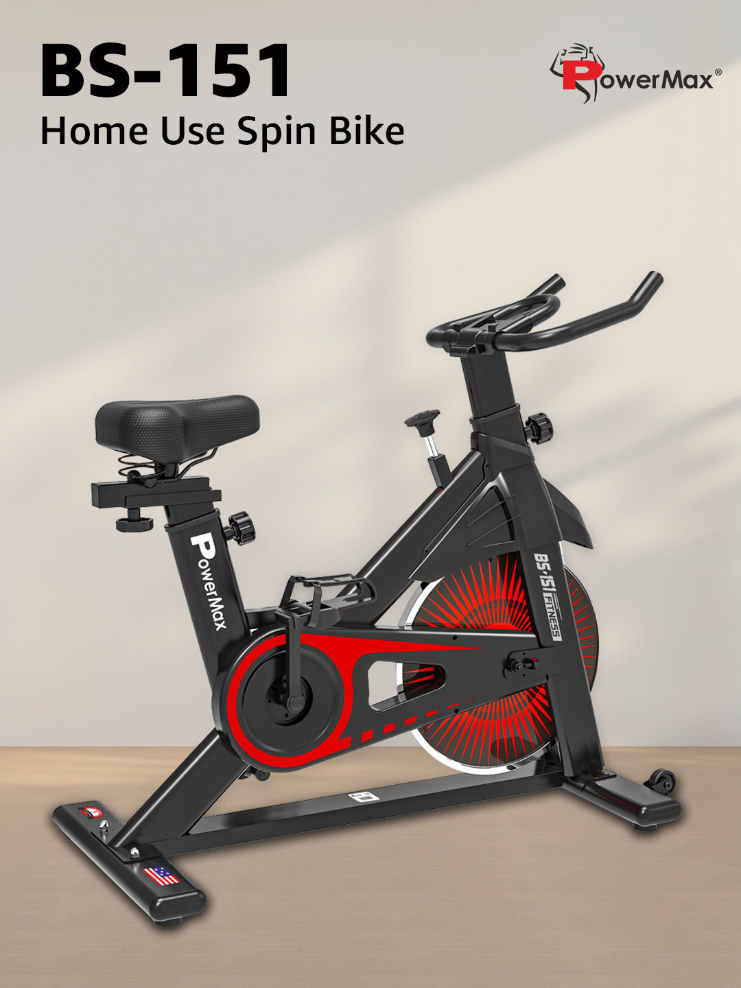 Buy PowerMax Fitness BS 151 Exercise Spin Bike LCD Display And Friction Braking System ...