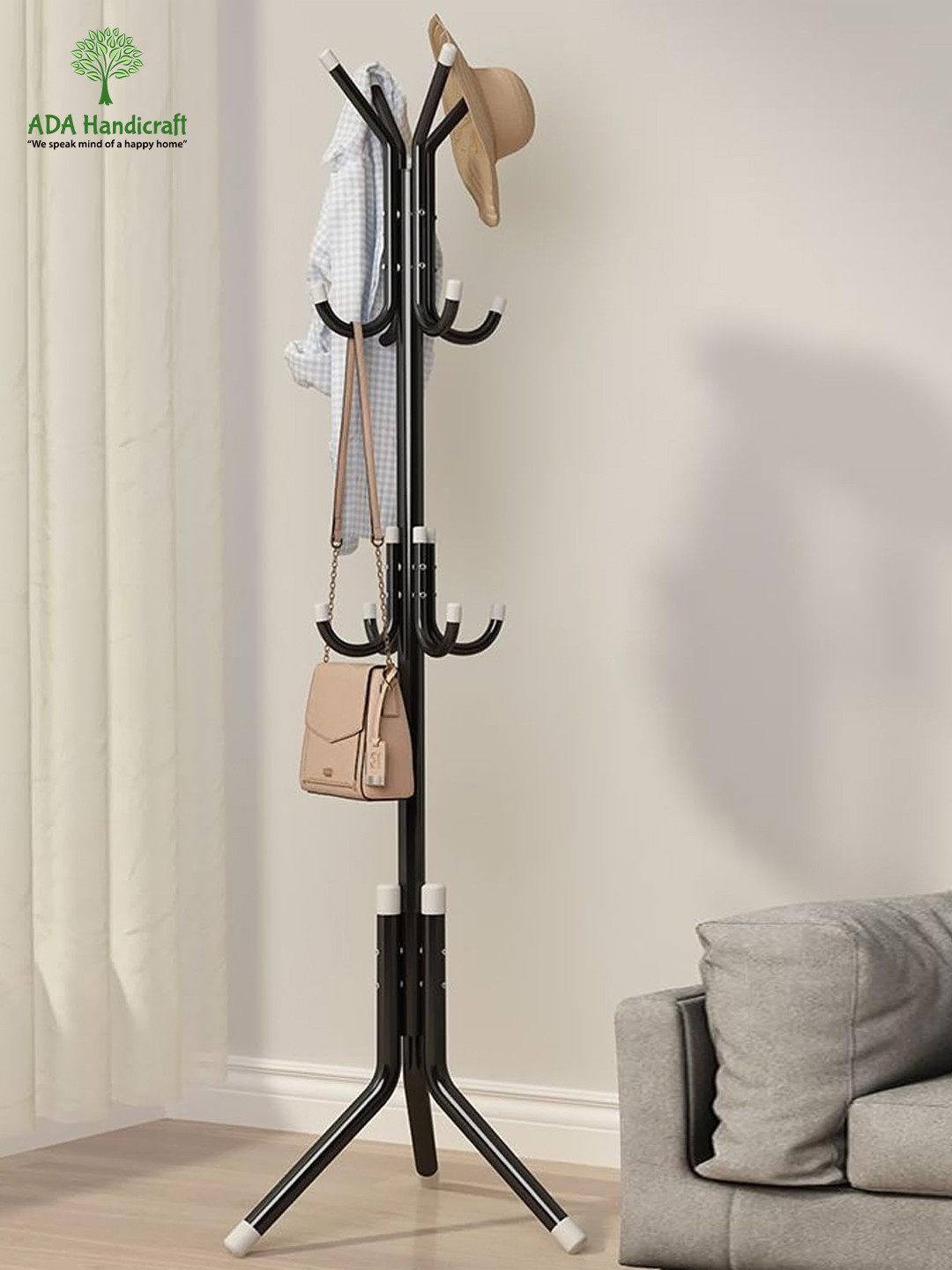 Buy ADA Handicraft Black Water Resistant Coat Hanger Metal Stand ...