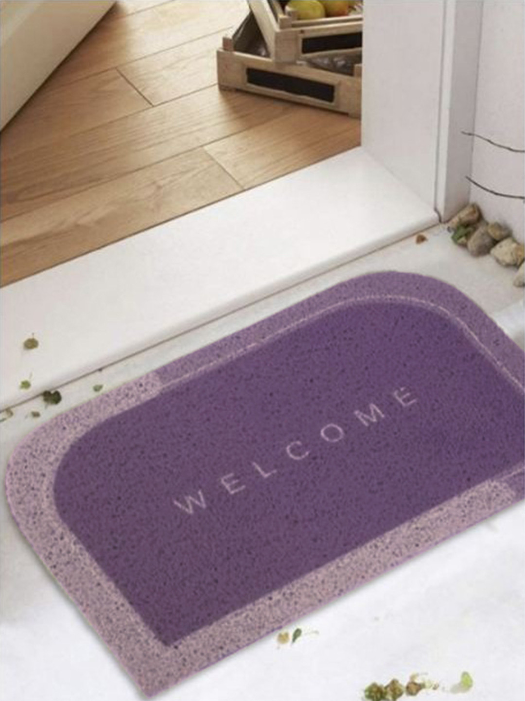 Buy Status Lavender And Purple Welcome Printed Anti Skid Noodle Doormat ...