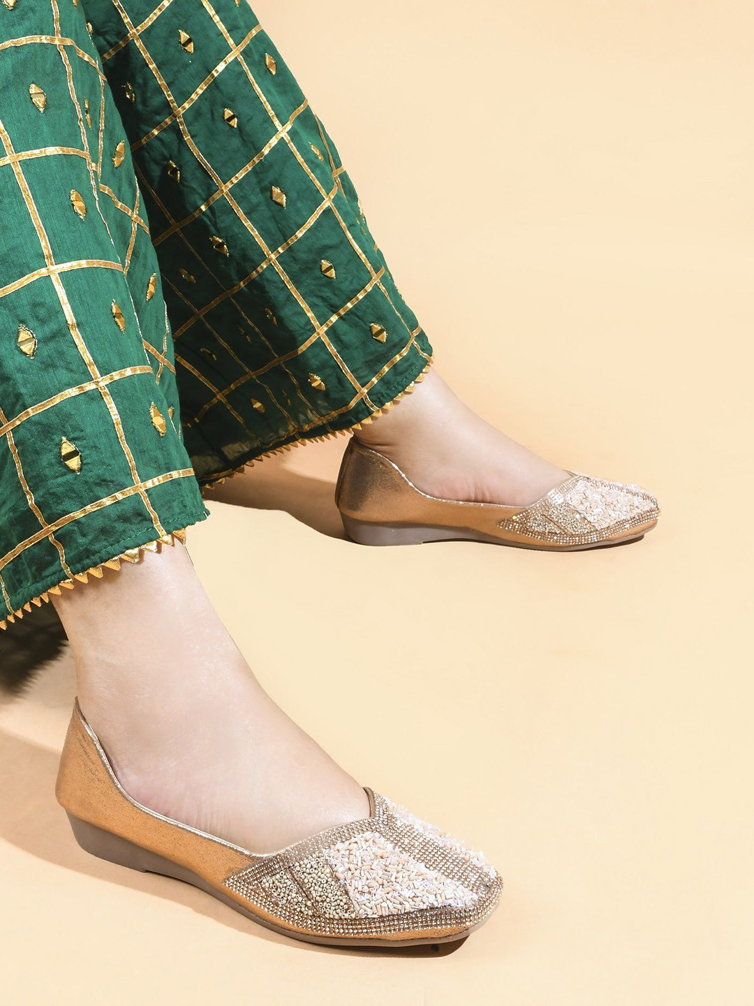 Buy TRYME Women Ethnic Open Toe Flats With Bows - Flats for Women ...