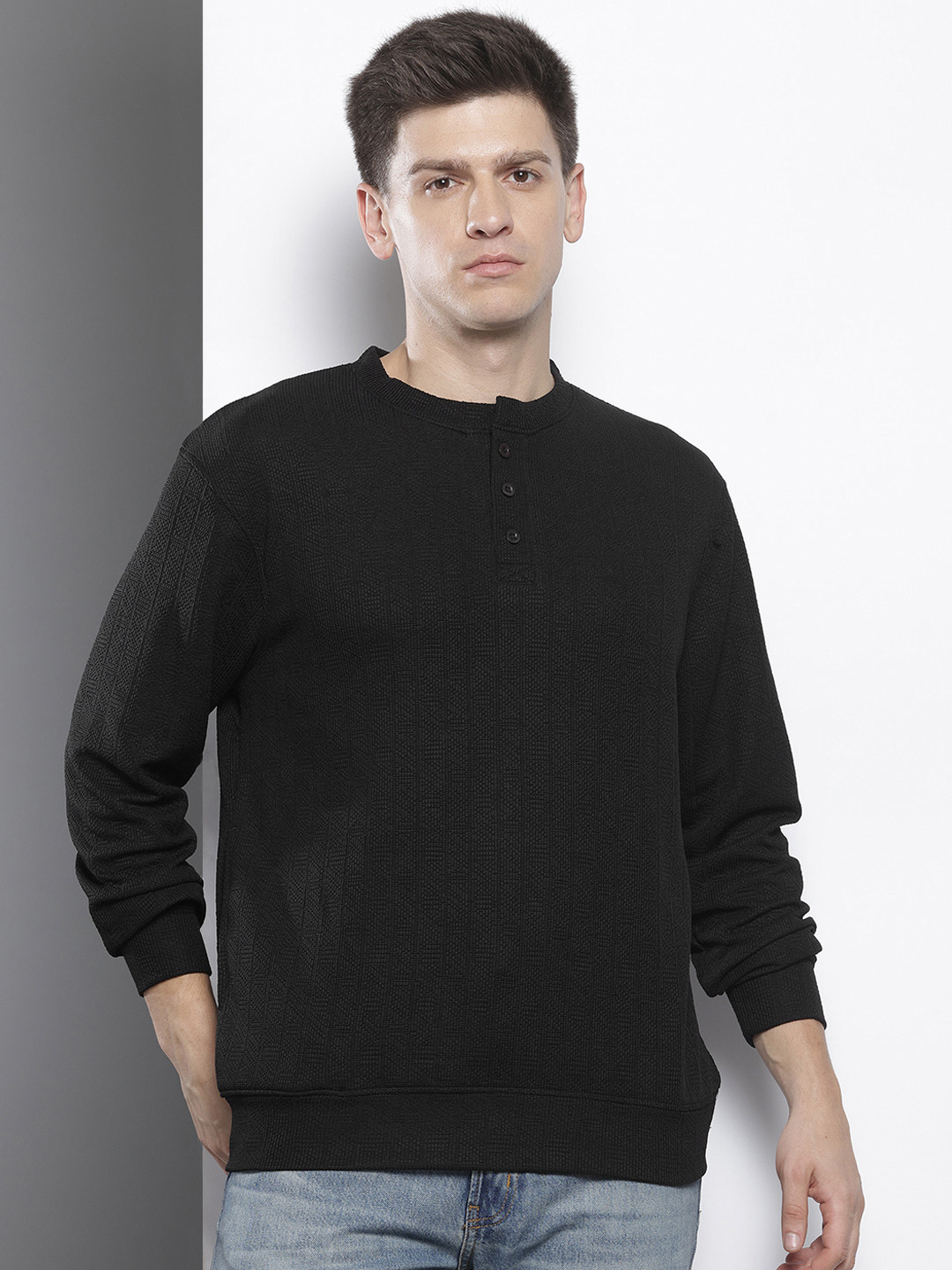 Buy The Indian Garage Co Relaxed Fit Textured Sweatshirt - Sweatshirts ...
