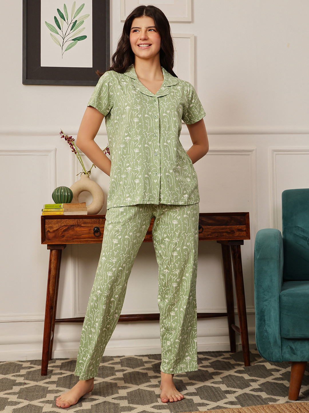 Buy Clovia Women Floral Print Night Suit - Night Suits for Women ...